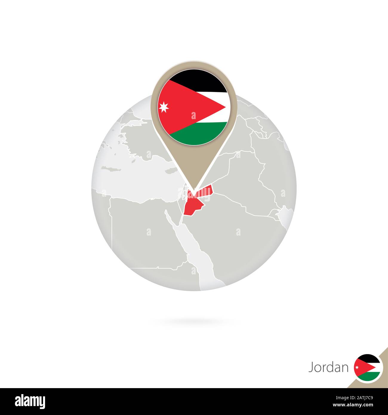 Jordan map and flag in circle. Map of Jordan, Jordan flag pin. Map of ...