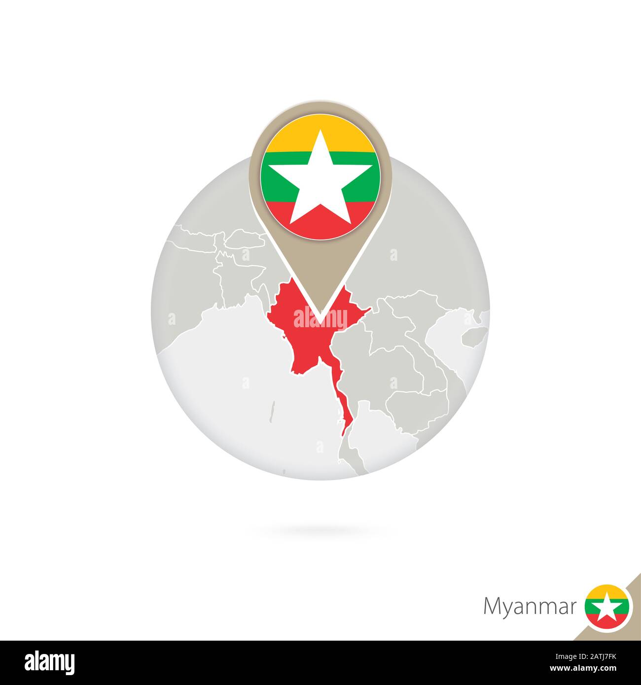 Myanmar map and flag in circle. Map of Myanmar, Myanmar flag pin. Map ...