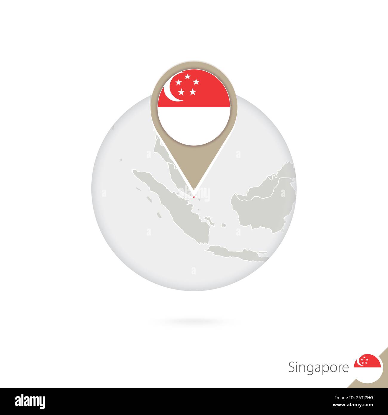Singapore map and flag in circle. Map of Singapore, Singapore flag pin ...