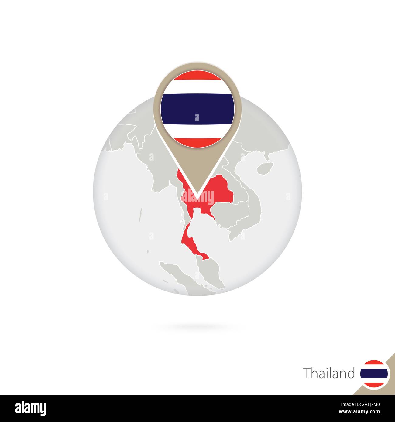 Thailand map and flag in circle. Map of Thailand, Thailand flag pin ...