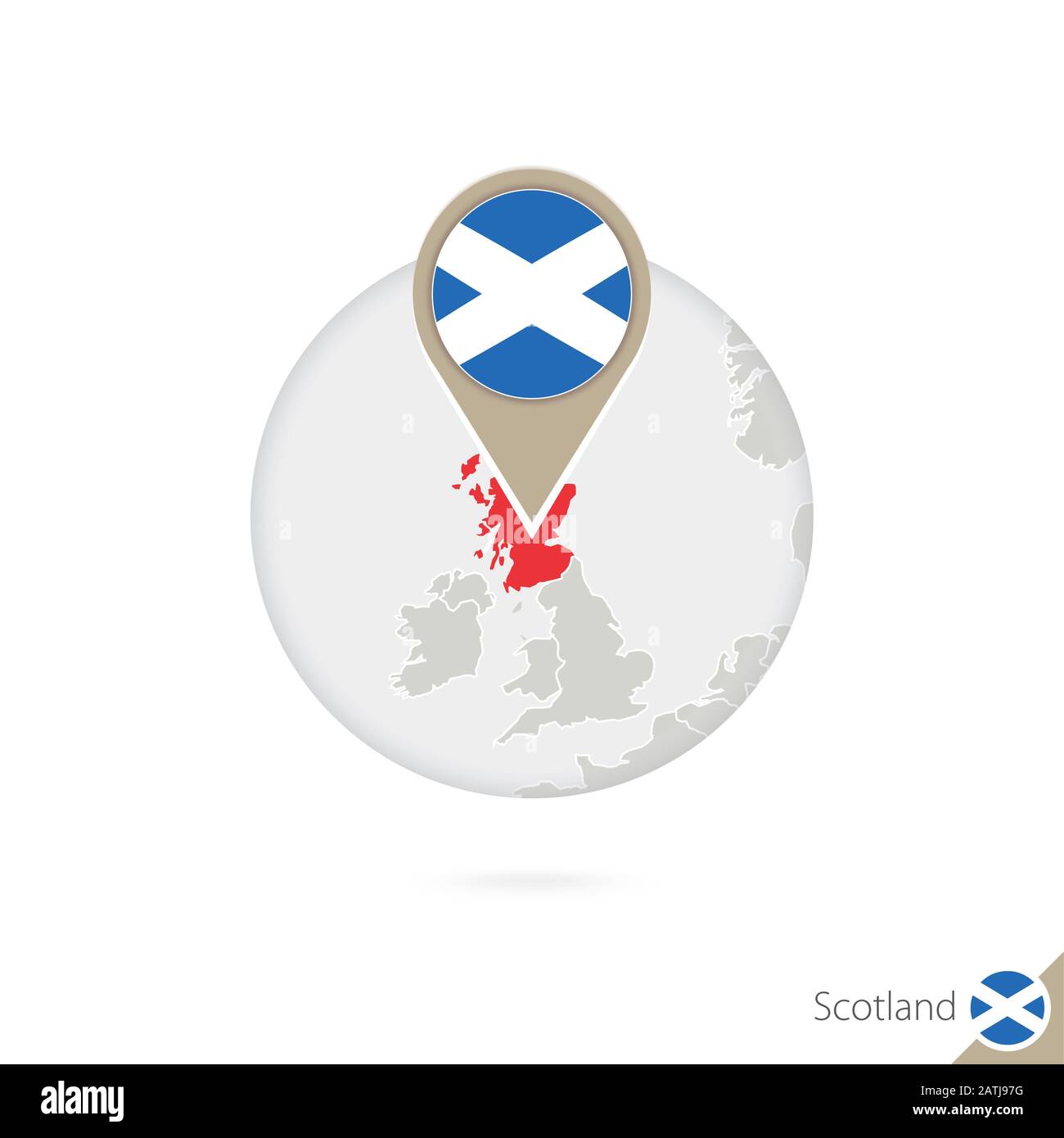 Scotland map and flag in circle. Map of Scotland, Scotland flag pin ...