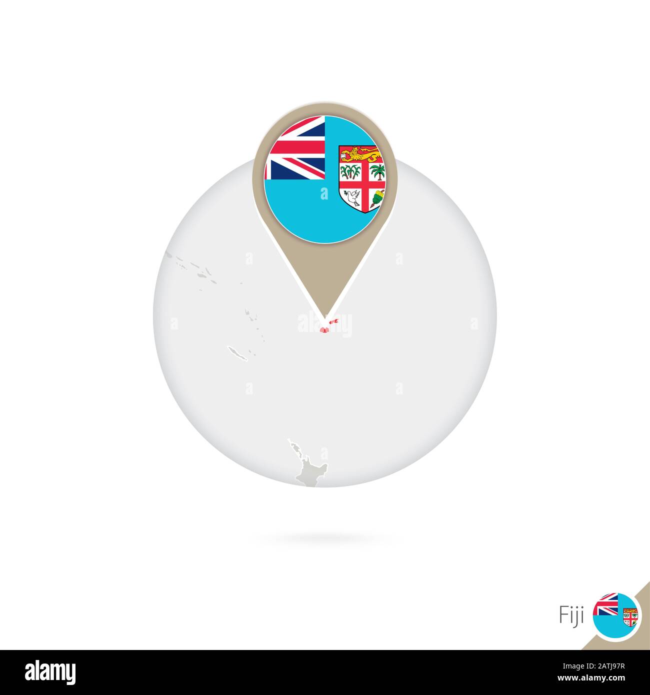 Fiji map and flag in circle. Map of Fiji, Fiji flag pin. Map of Fiji in ...