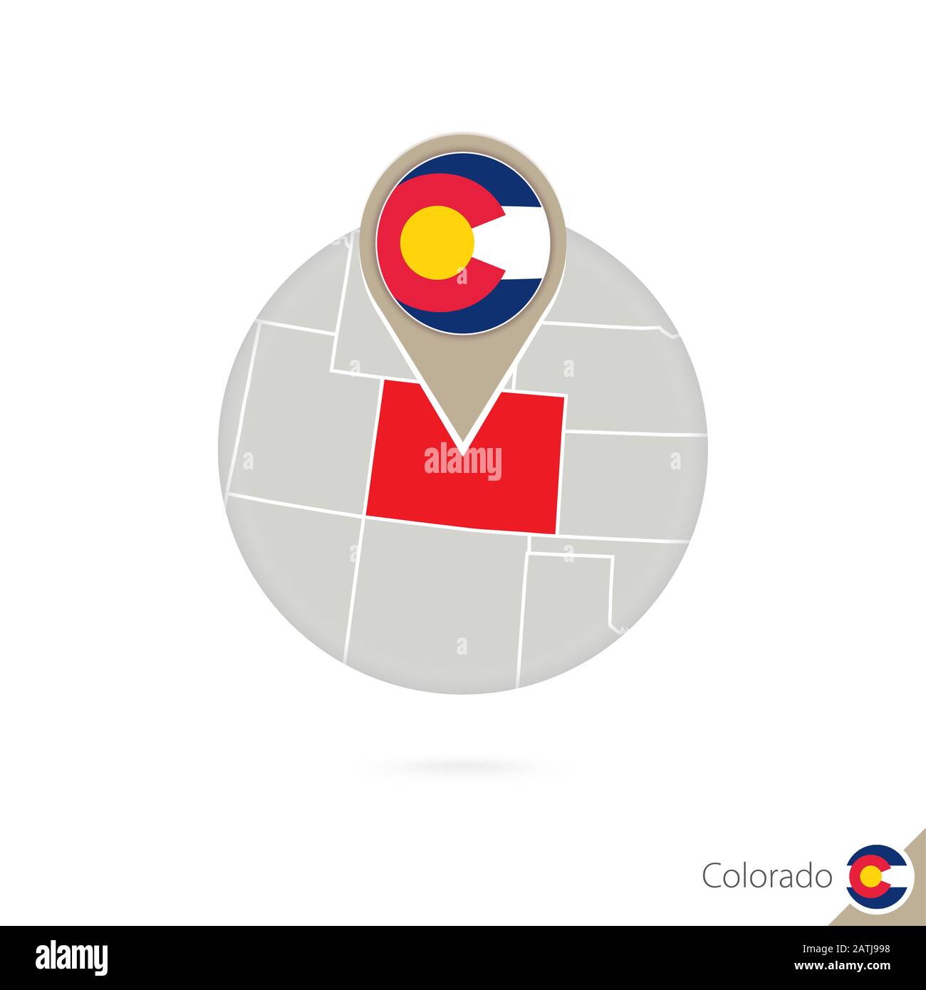 Colorado US State map and flag in circle. Map of Colorado, Colorado ...