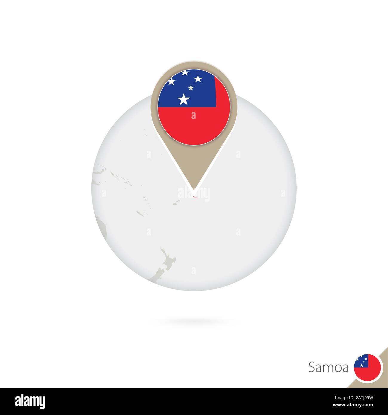 Samoa map and flag in circle. Map of Samoa, Samoa flag pin. Map of ...