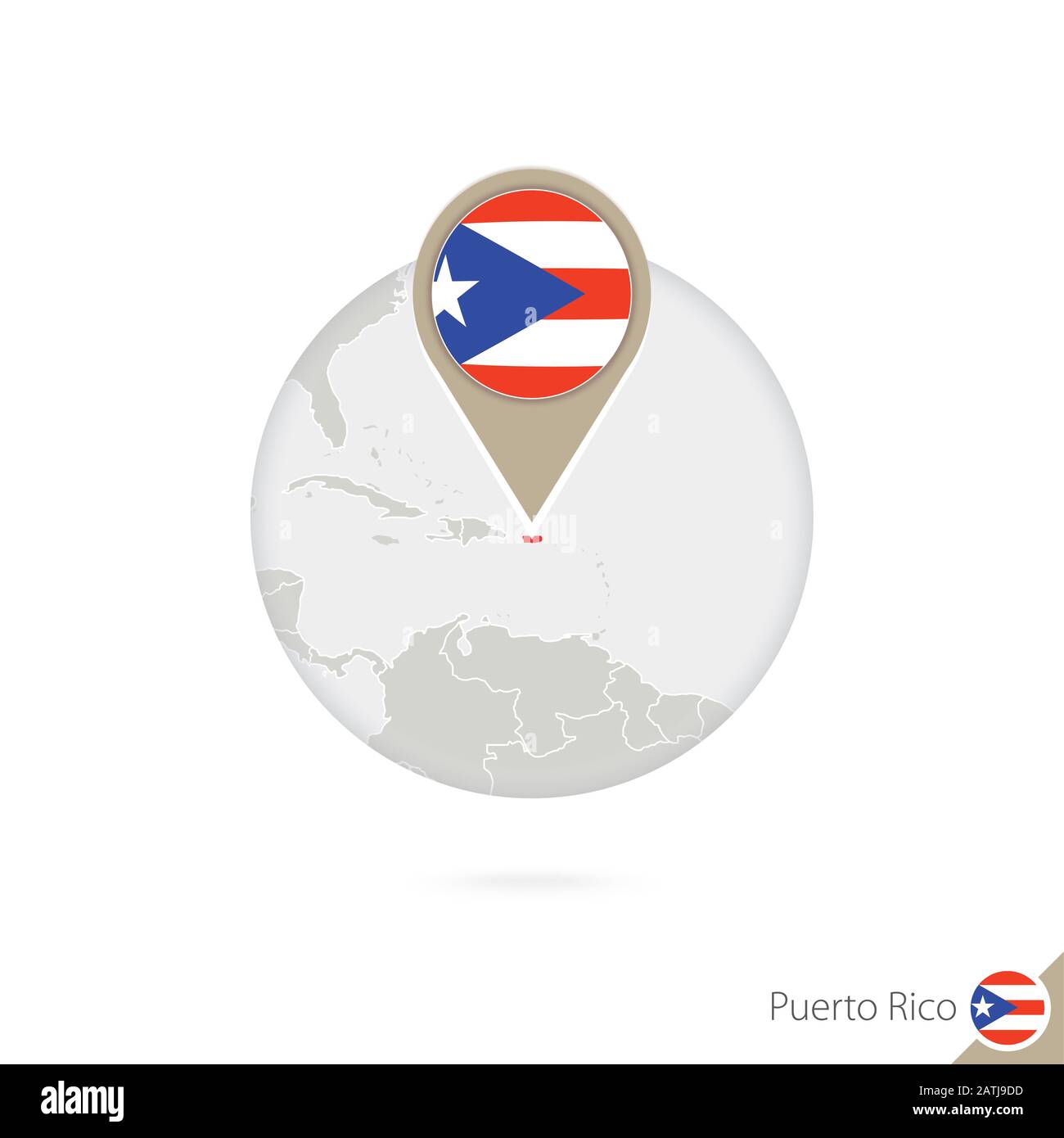 Puerto Rico map and flag in circle. Map of Puerto Rico, Puerto Rico ...