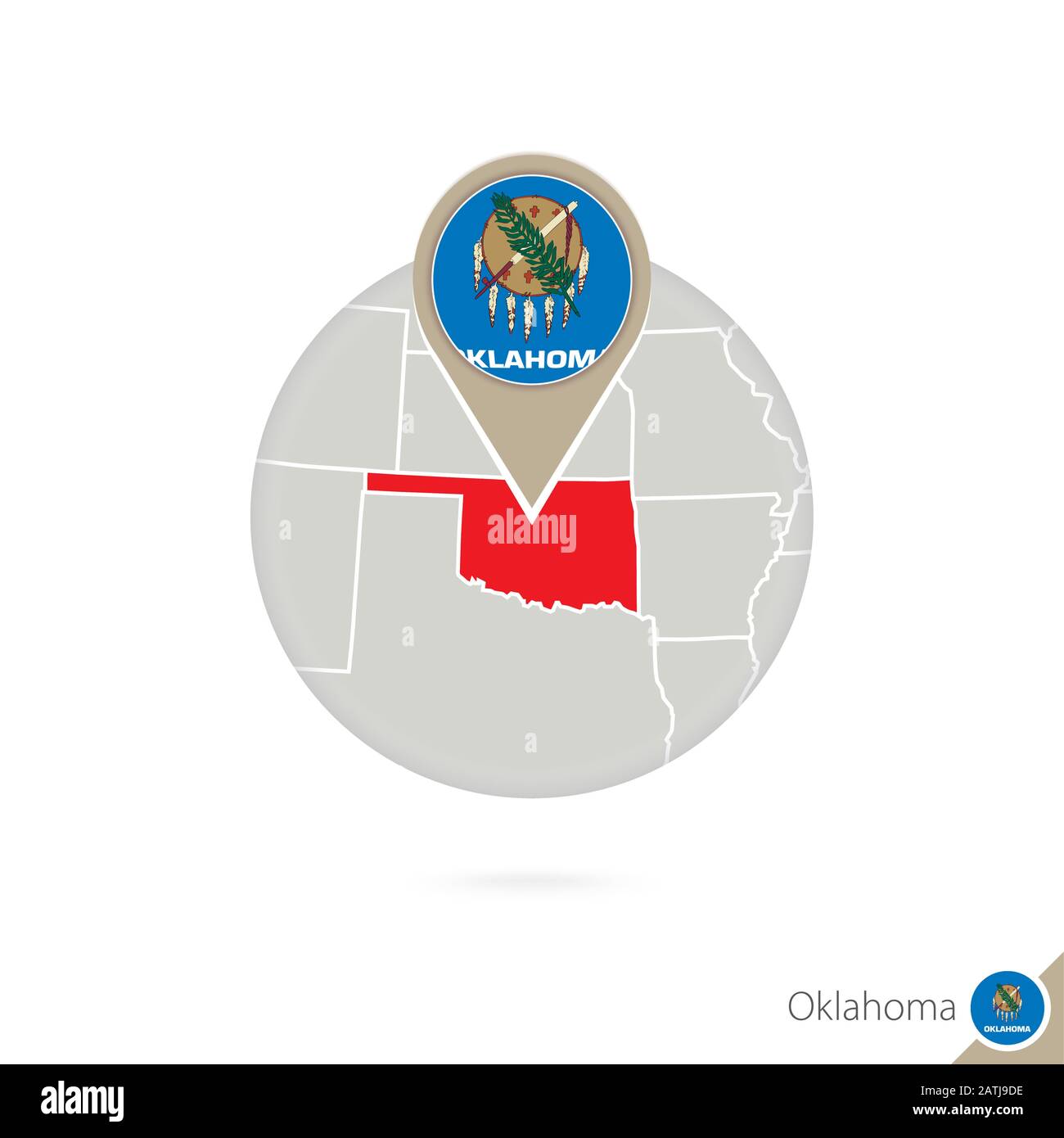 Oklahoma US State map and flag in circle. Map of Oklahoma, Oklahoma ...