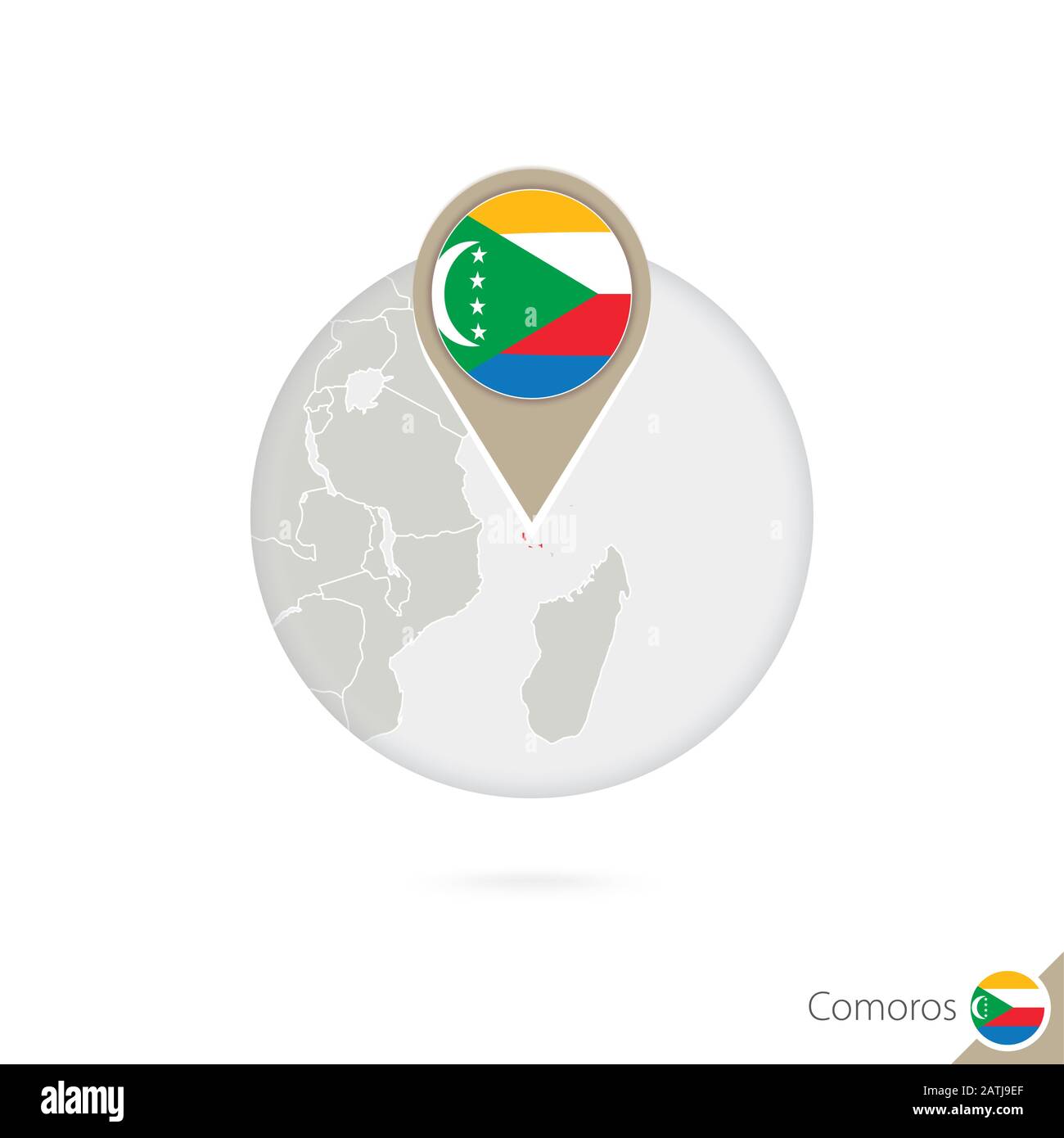 Comoros map and flag in circle. Map of Comoros, Comoros flag pin. Map ...