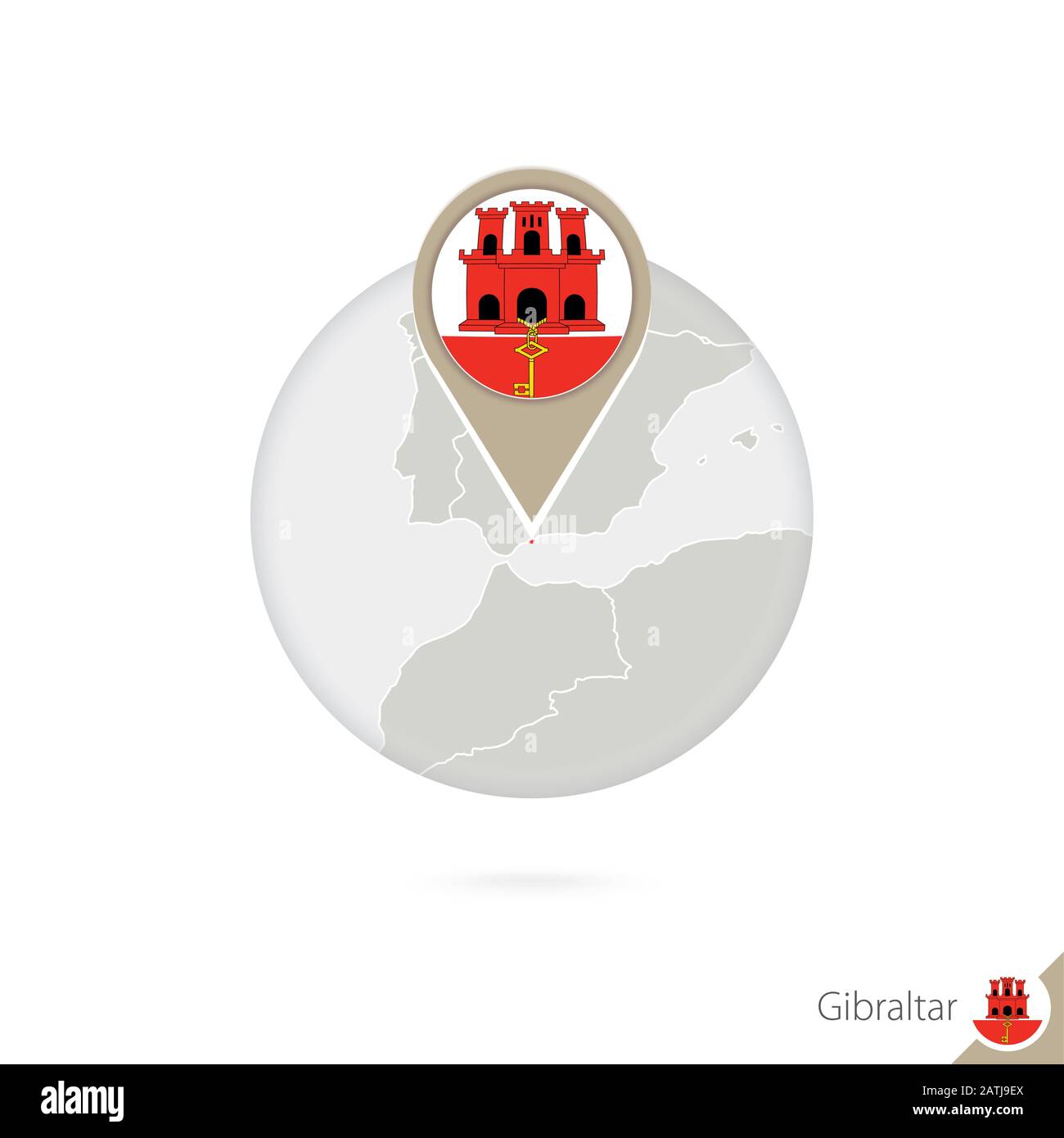 Gibraltar map and flag in circle. Map of Gibralta, Gibraltar flag pin ...