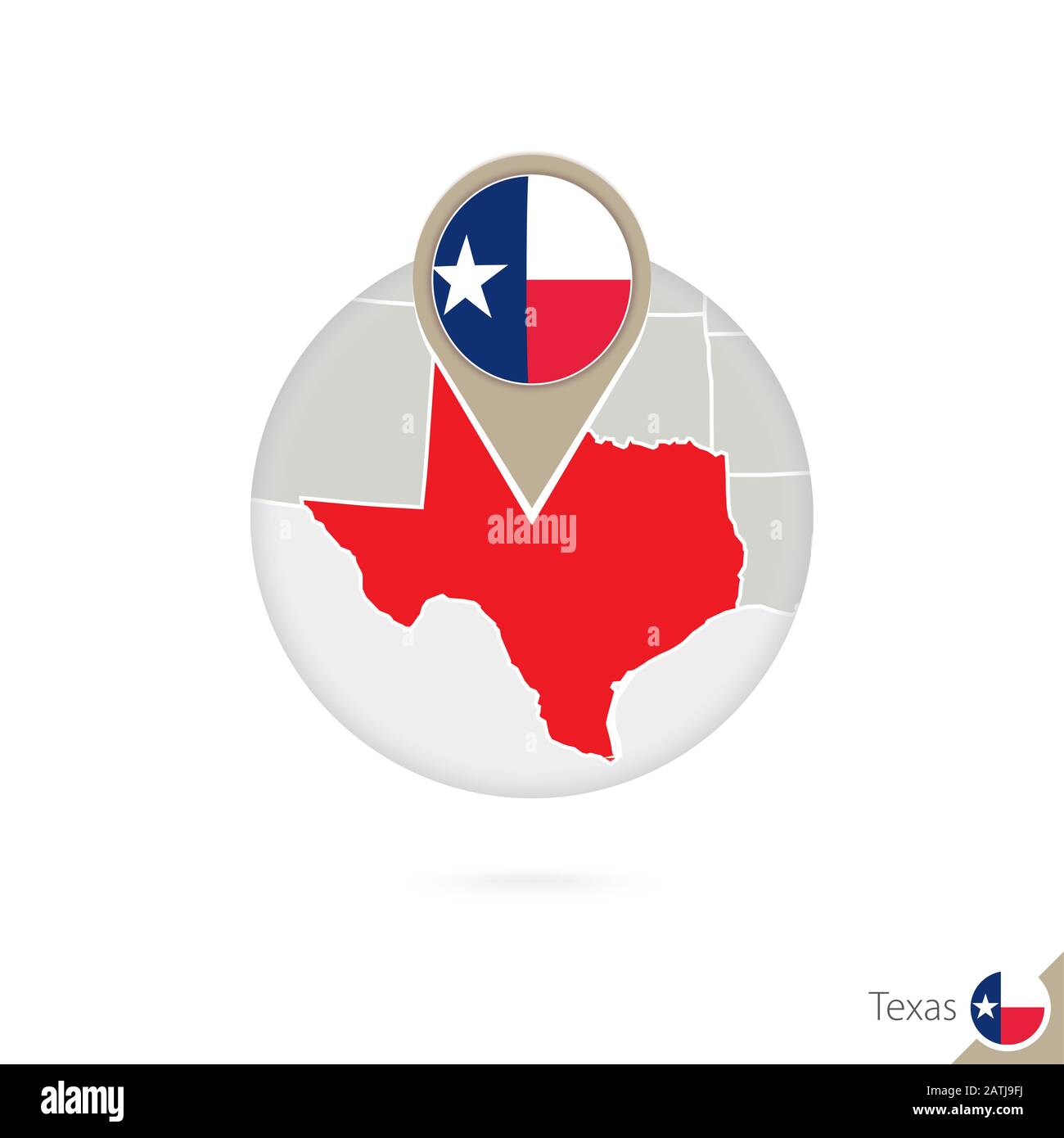 Texas US State map and flag in circle. Map of Texas, Texas flag pin ...