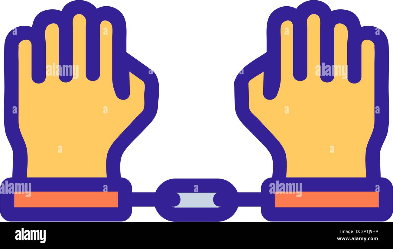 hands and handcuffs icon vector. Isolated contour symbol illustration ...