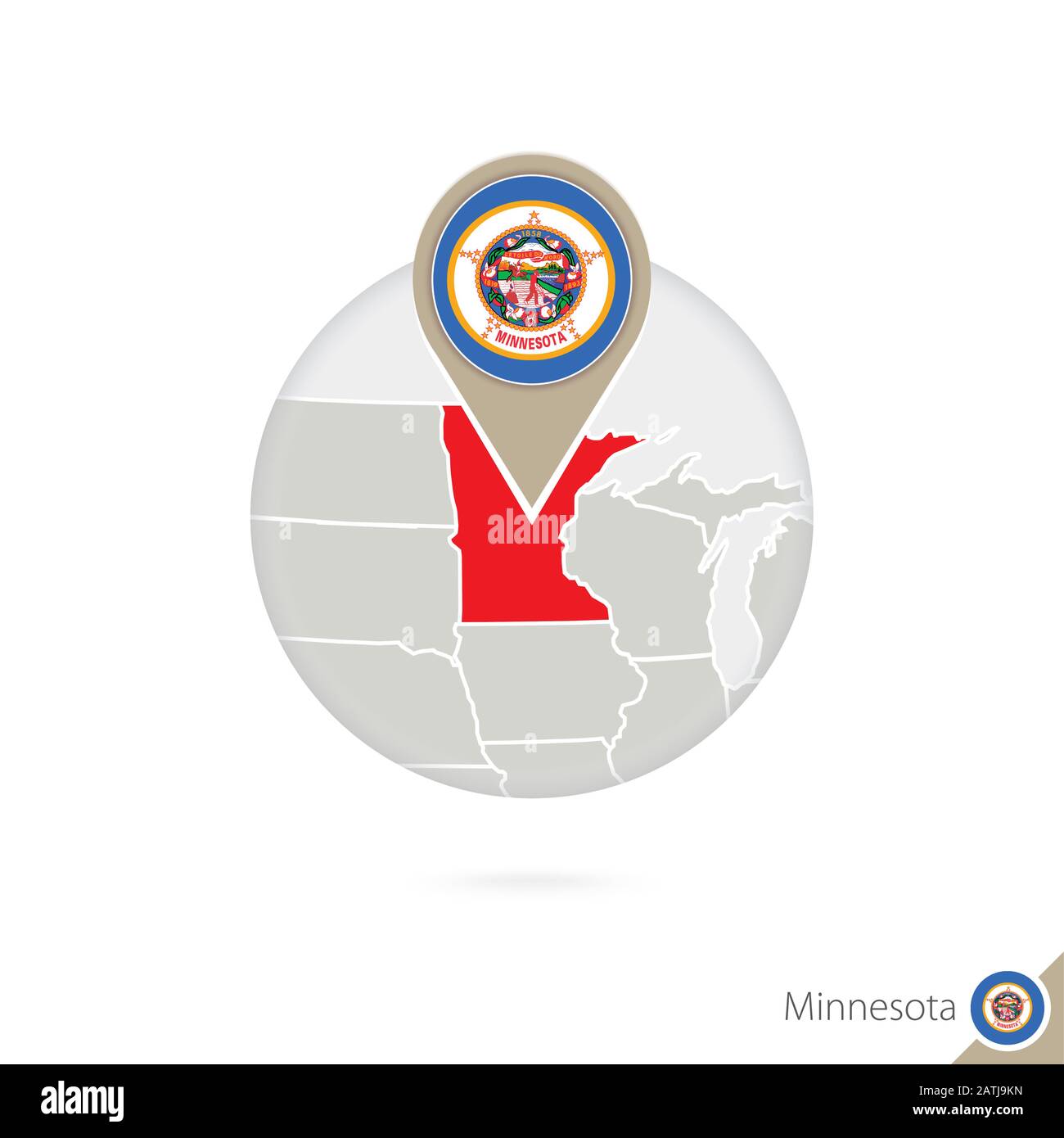 Minnesota US State map and flag in circle. Map of Minnesota, Minnesota ...