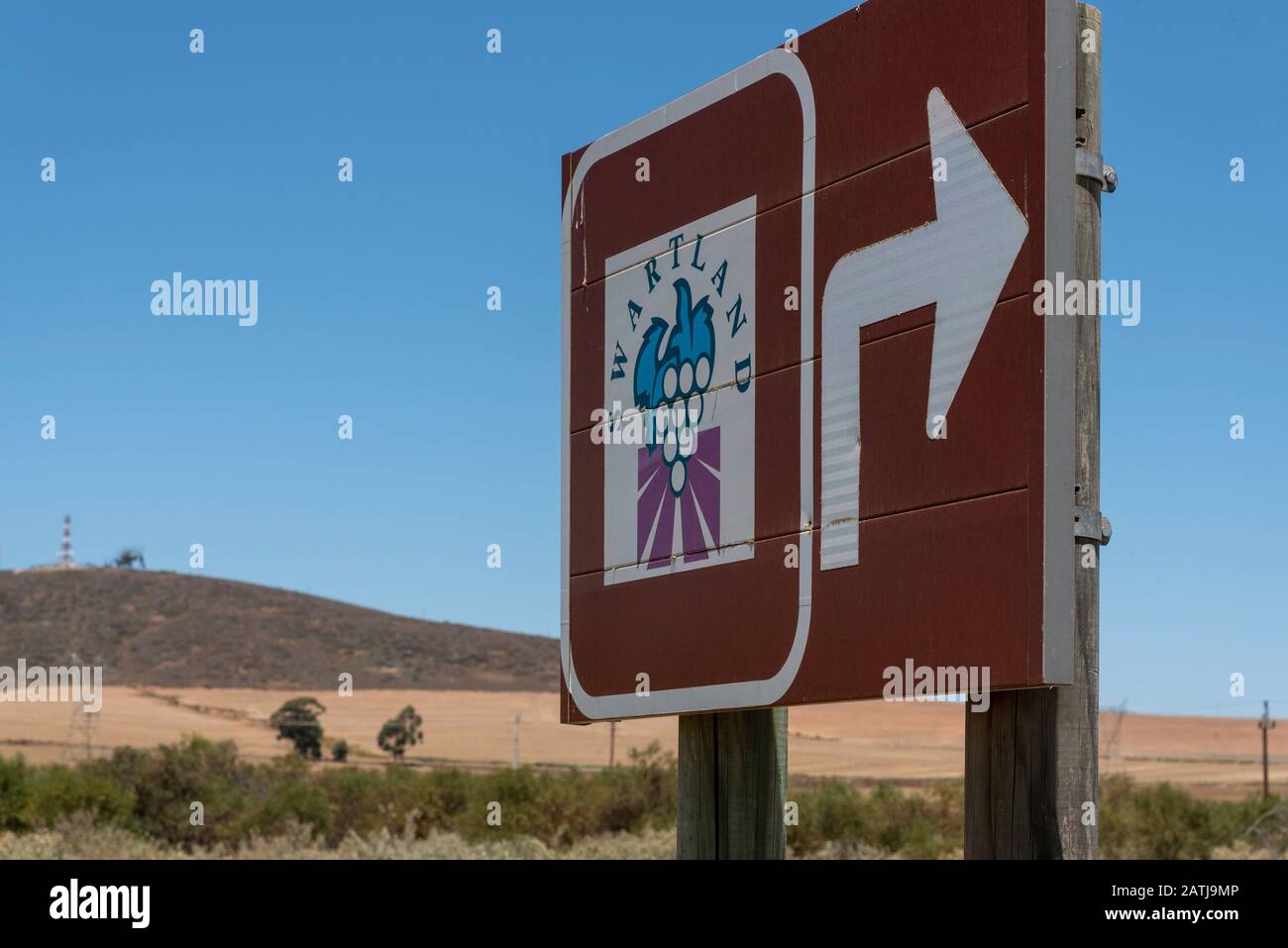 Moorrreesburg, South Africa. Dec 2019. Brown tourist road signs for the ...