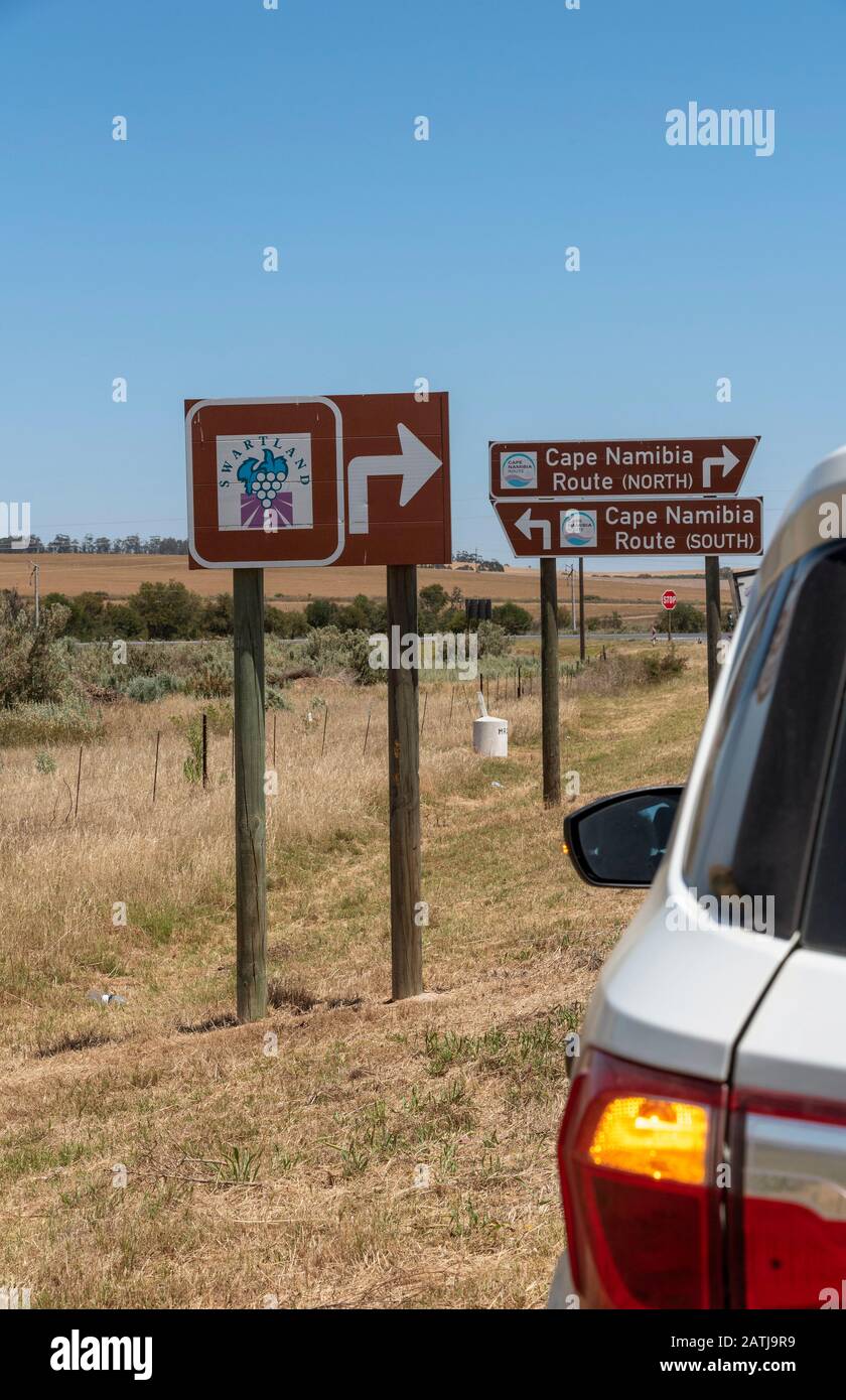 Moorrreesburg, South Africa. Dec 2019. road signs for the Cape to ...