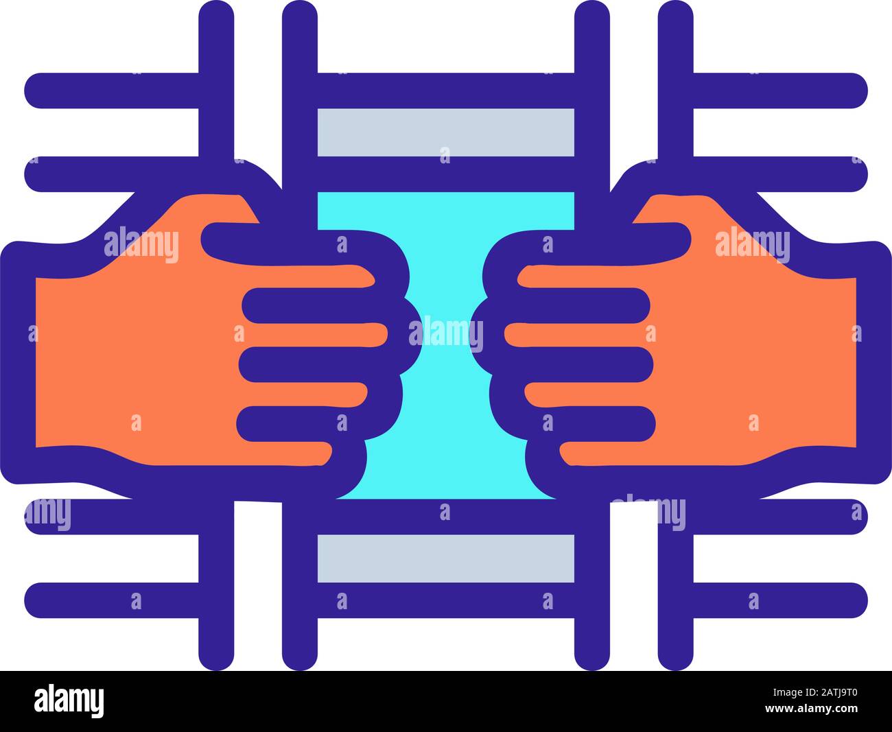 man behind bars icon vector. Isolated contour symbol illustration Stock ...
