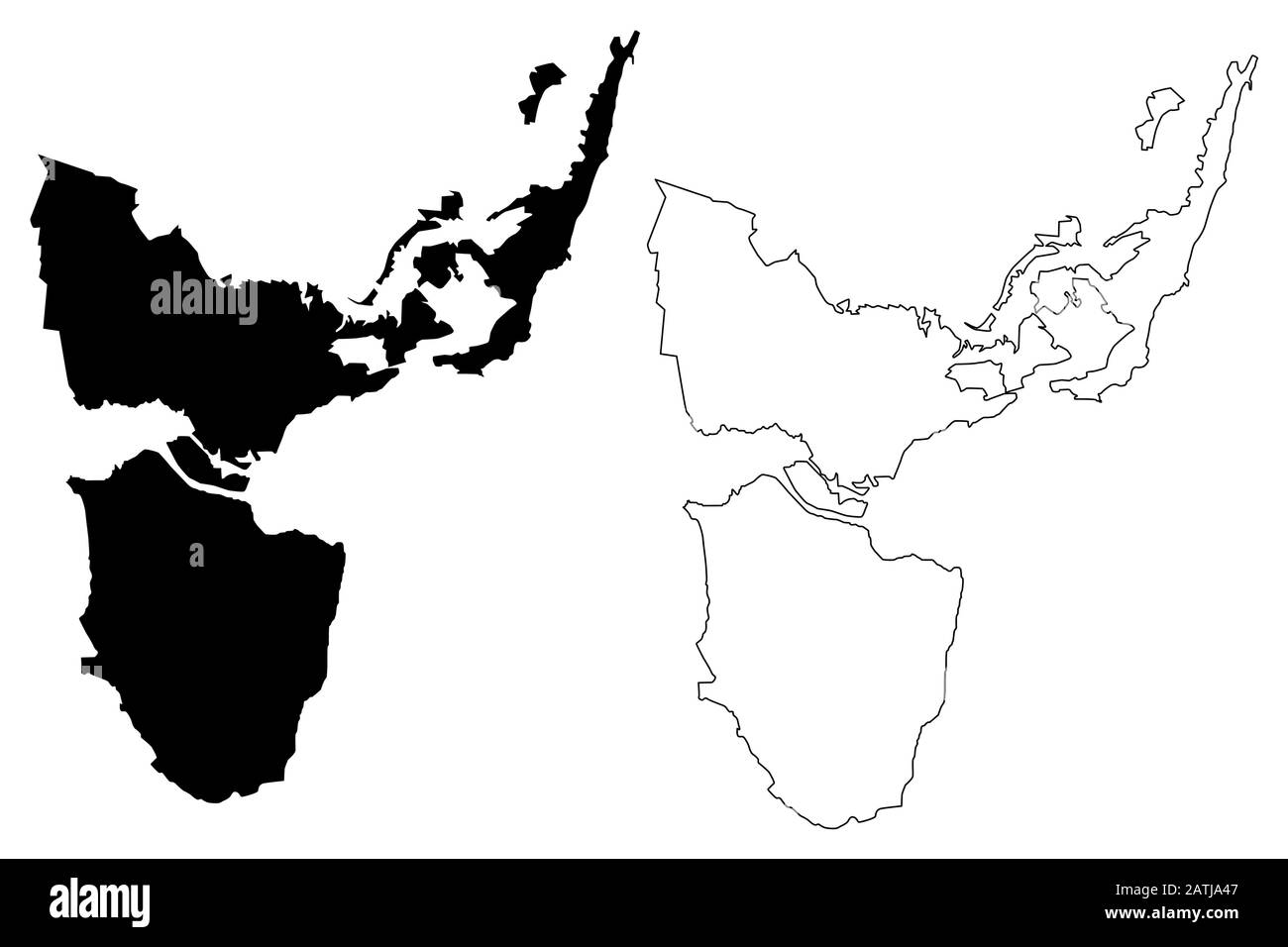 Varna City (Republic of Bulgaria) map vector illustration, scribble ...