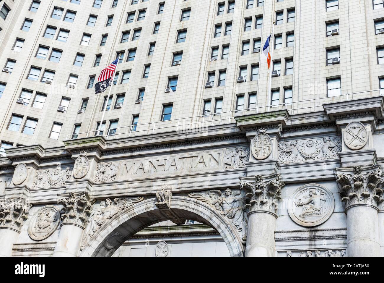 New York City, USA - August 2, 2018: Facade of the Manhattan Municipal ...