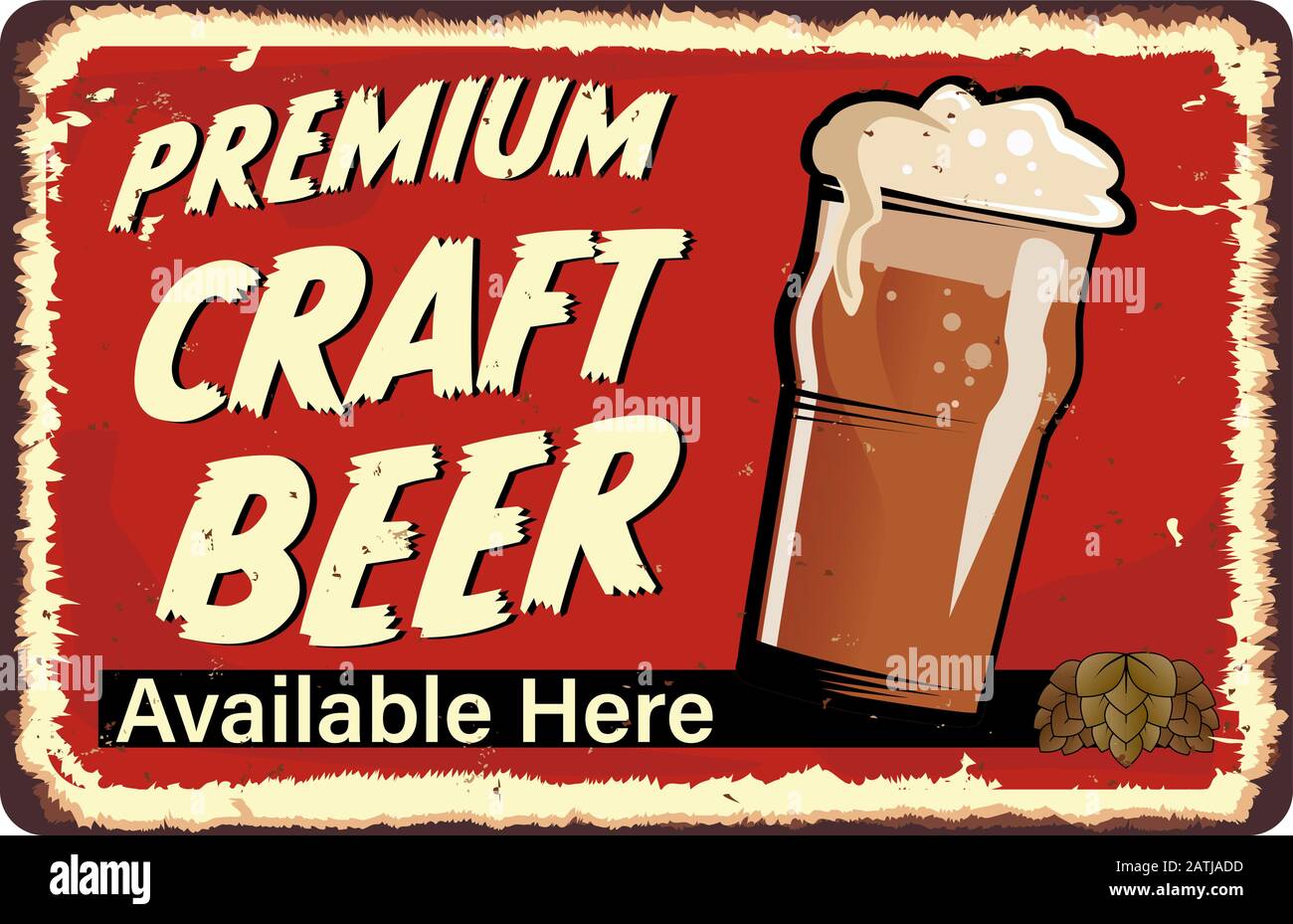 retro metal sign with beer. craft beer. Vintage poster. Road signboard ...