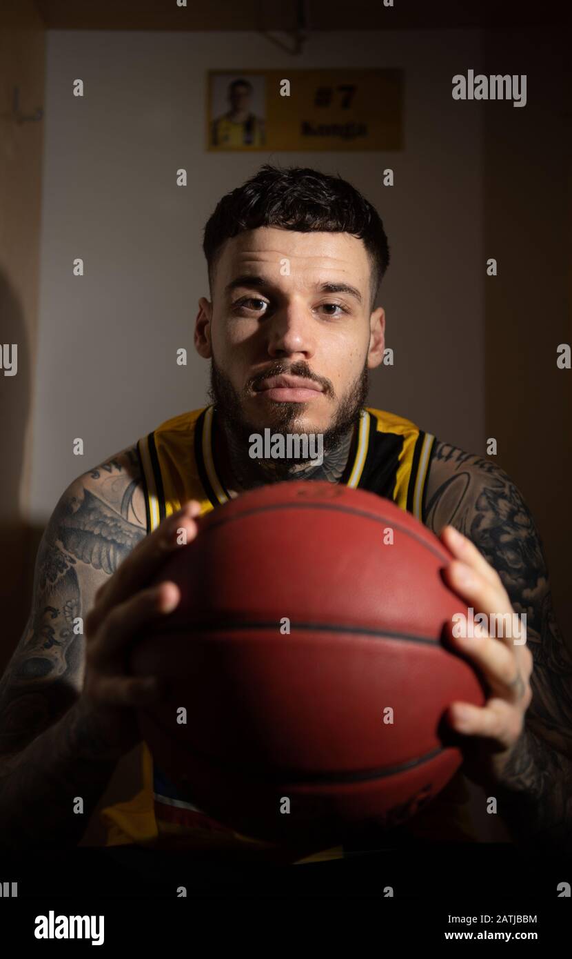 Ludwigsburg, Germany. 03rd Feb, 2020. Basketball player Konstantin ...