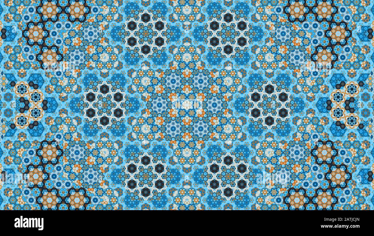 Blue arabesque, computer generated abstract background, 3D rendering ...