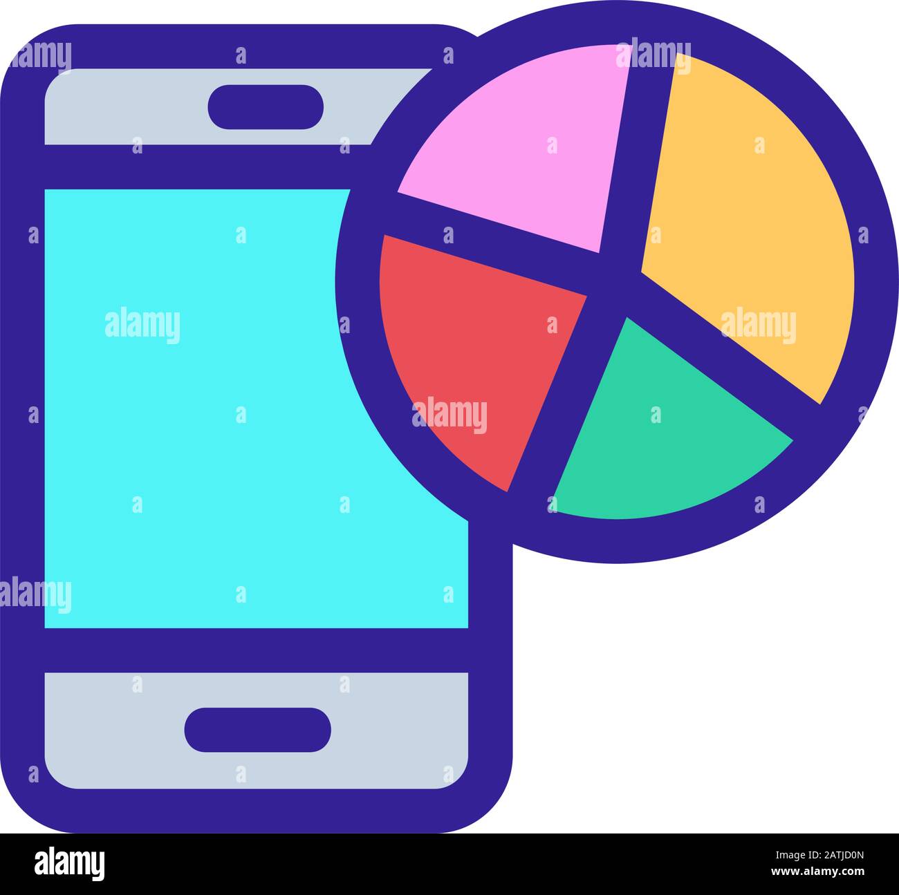 The diagram in the phone is a vector icon. Isolated contour symbol ...
