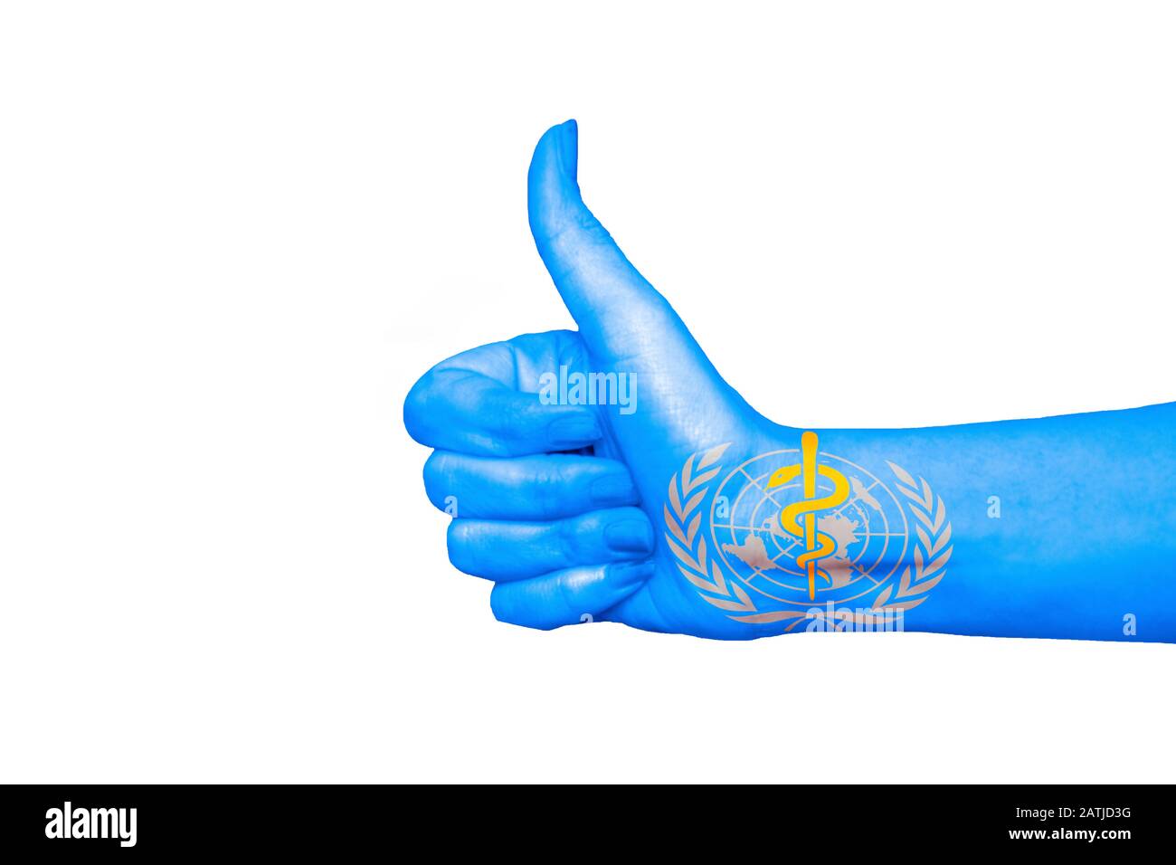 WWH flag painted on hand showing thumbs up (1 Stock Photo - Alamy