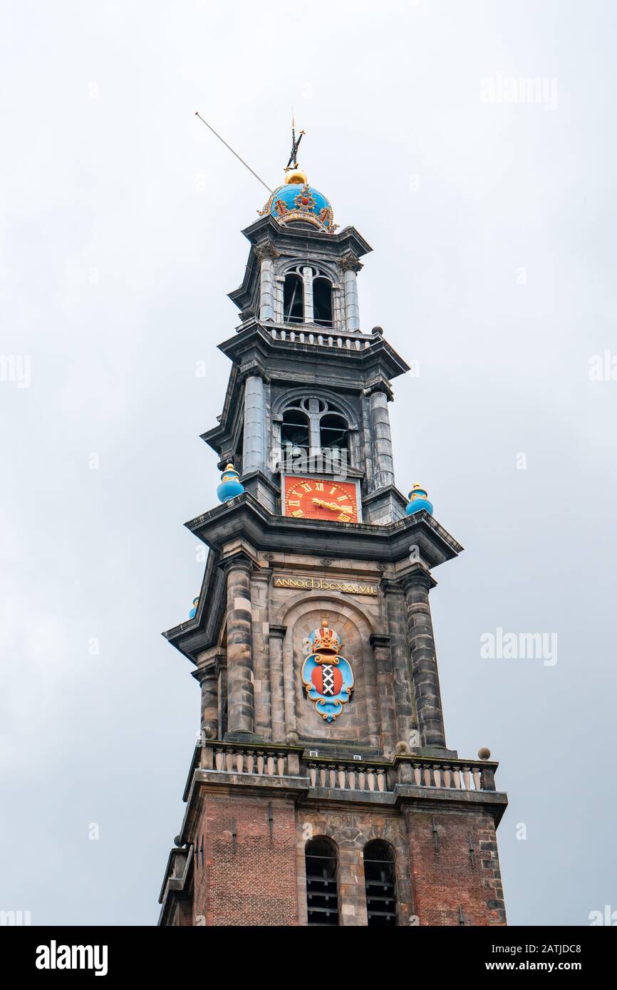 The bell tower of the Western Church, in Dutch Westerkerk in Amsterdam ...