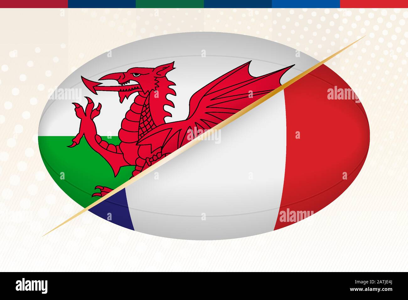 Wales versus France, concept for rugby tournament. Vector flags ...
