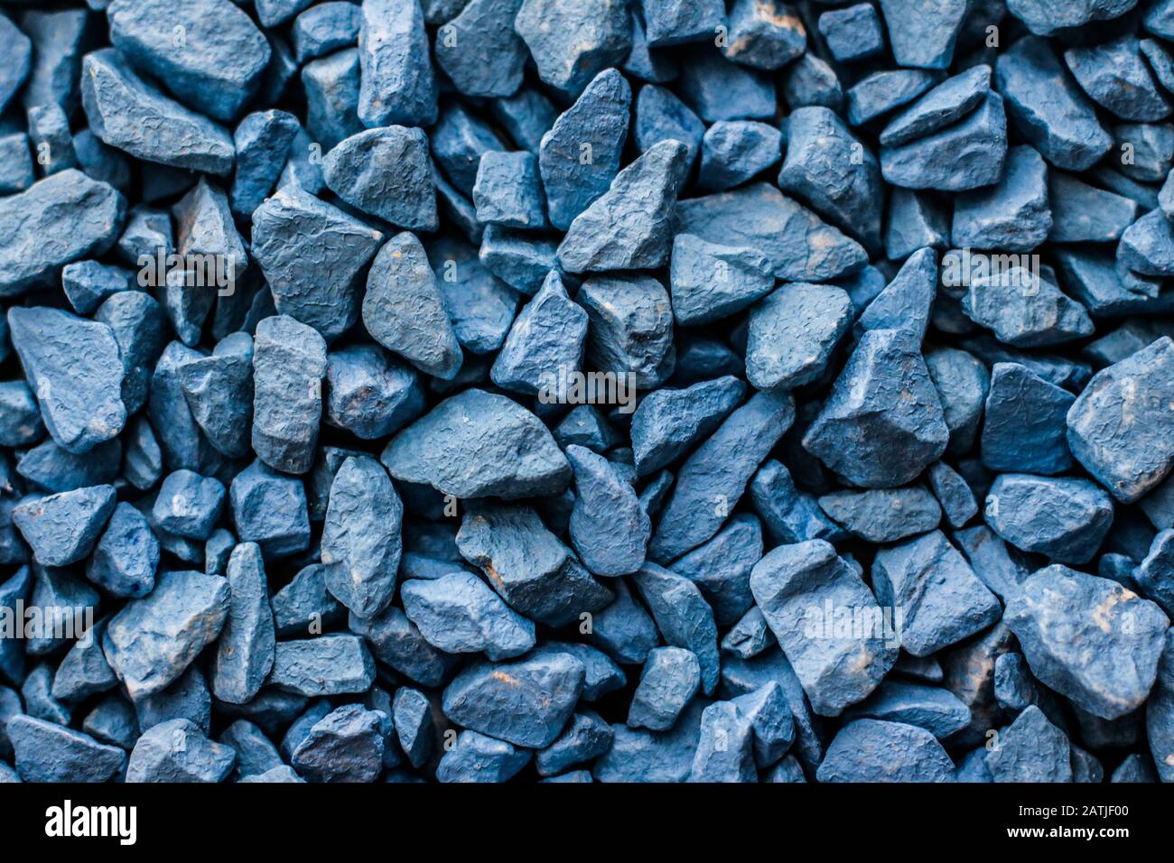 Decor, surface and nature concept - Blue stone pebbles as abstract ...