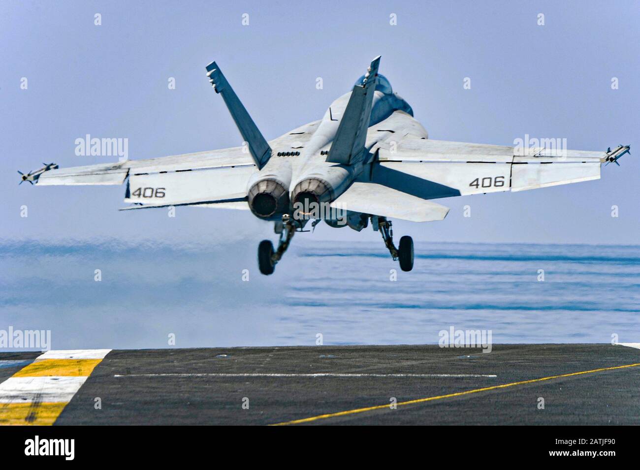 A U.S. Navy F/A-18E Super Hornet fighter aircraft attached to Strike ...