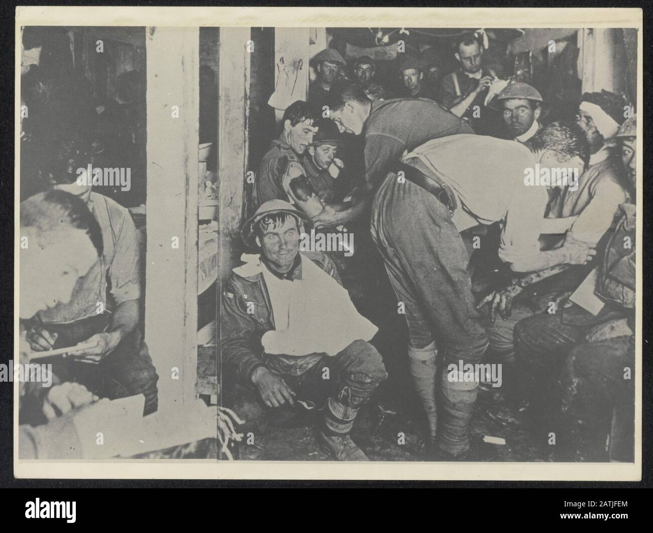 Description: Wounded British soldiers are dressed in a military ...