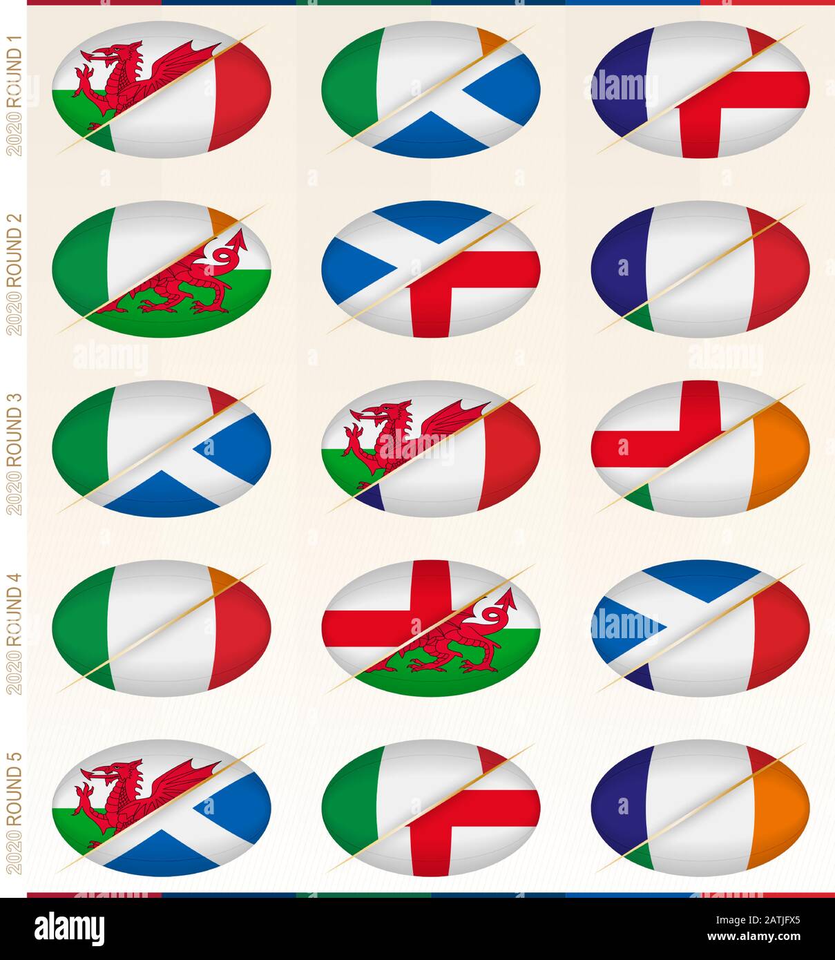 Collection of fifteen rugby matches for rugby tournament, vector flags ...