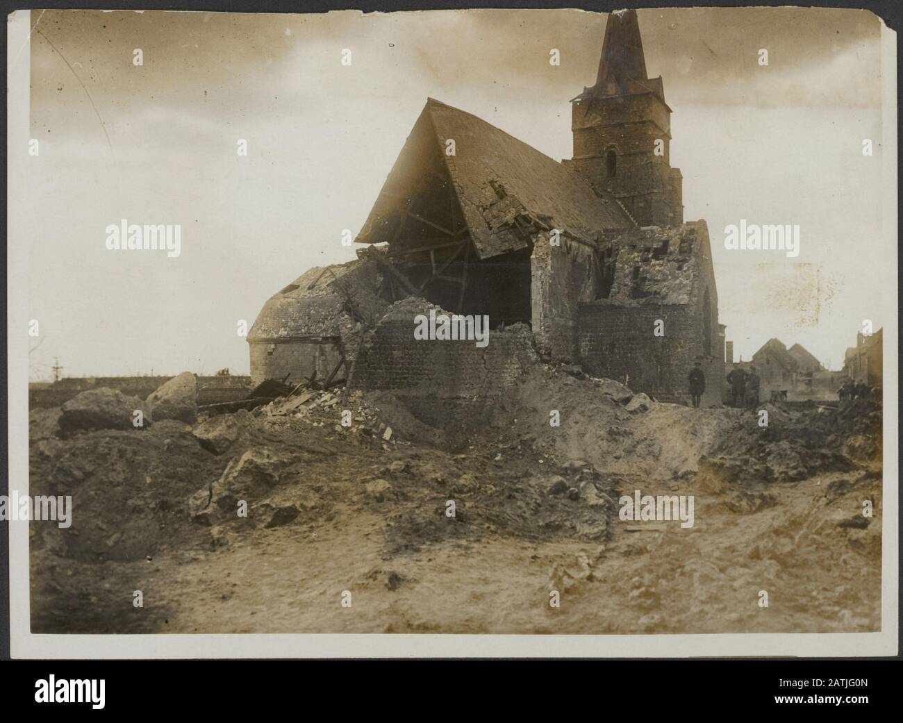 The British Western Front Description: A church partially demolished by ...