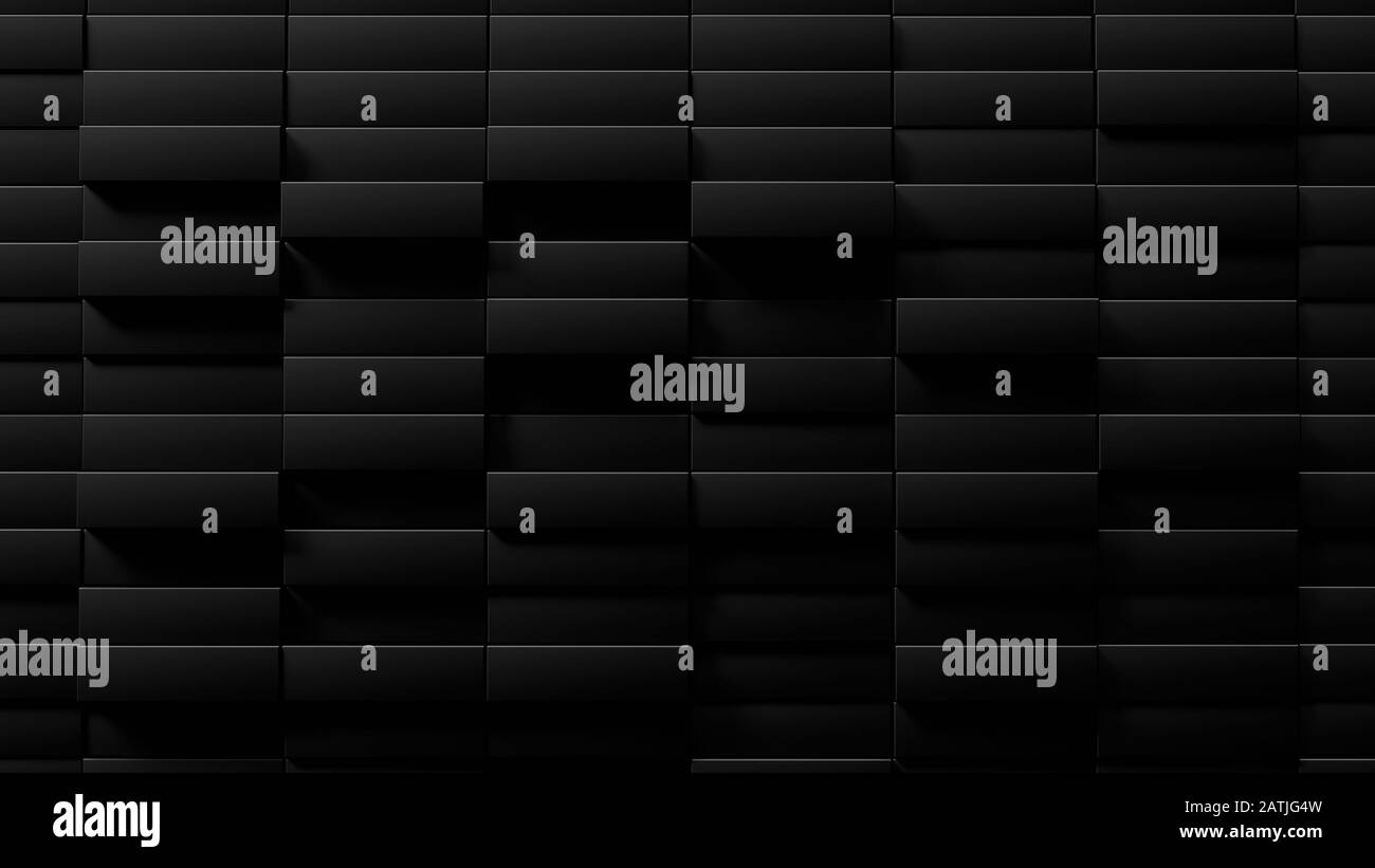 3d illustration of black abstract geometric brick wall texture ...