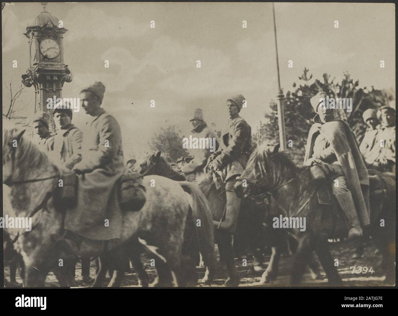 Description: In occupied Romania. The entry of the Russian Cavalry in ...