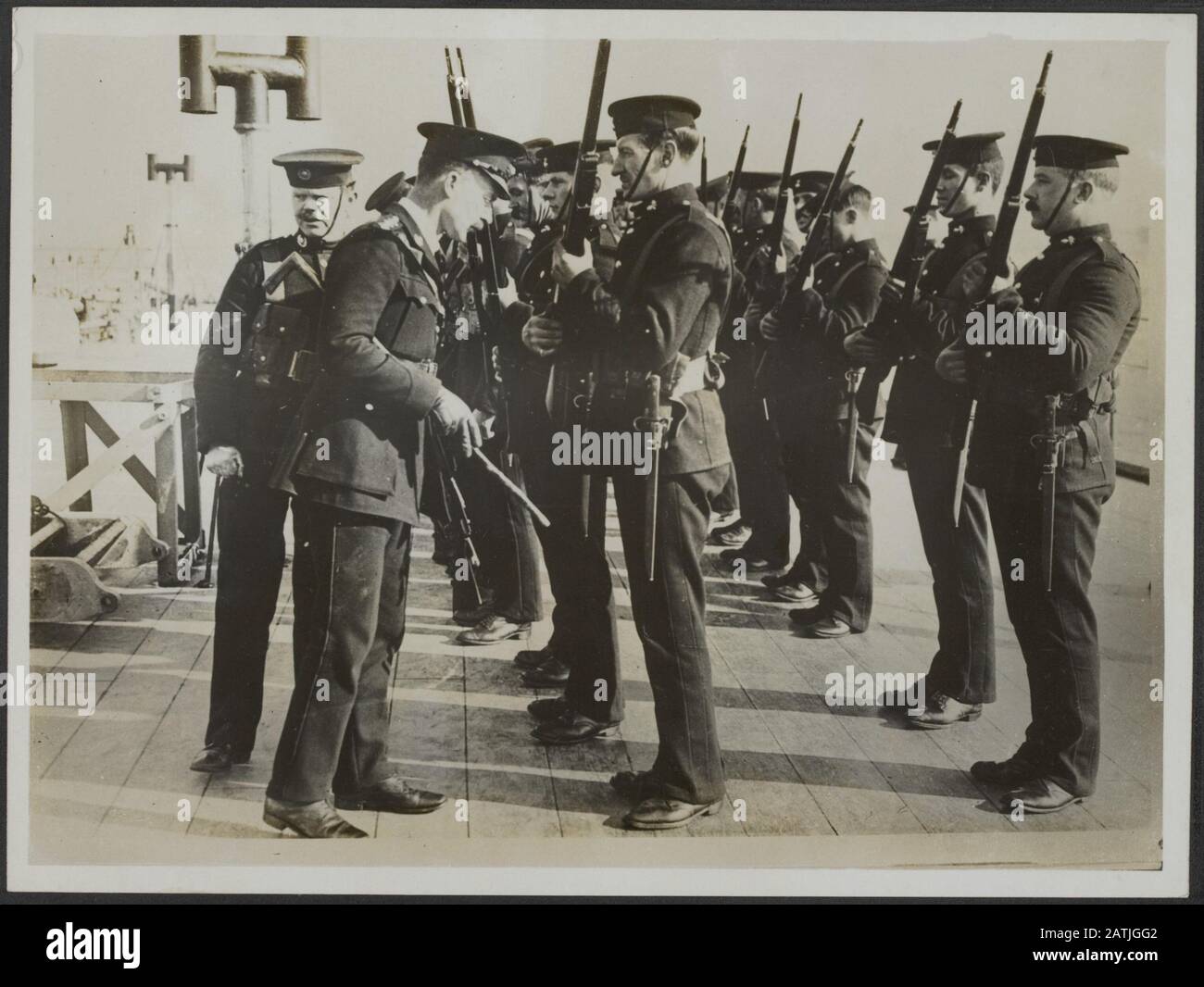 With the British navy in war time Description: Inspection of Marines ...