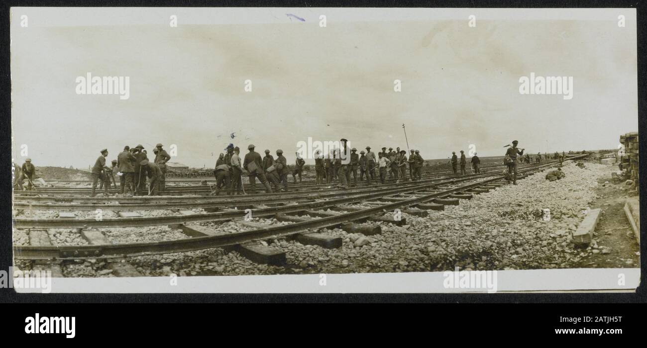 The Western Front in France Description: Making a new railway track ...