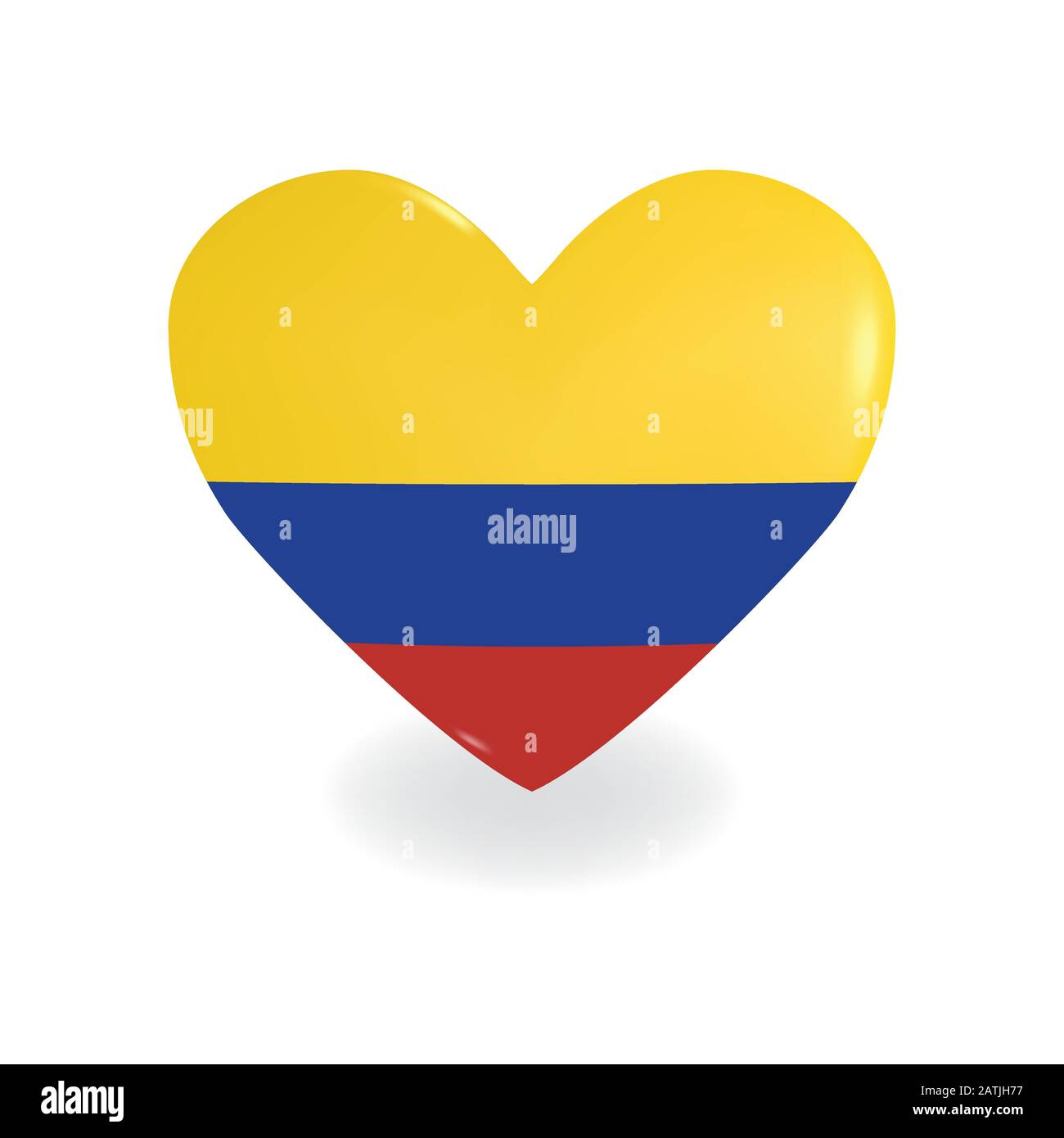 Heart with Colombia flag on a white background casts a shadow, vector ...