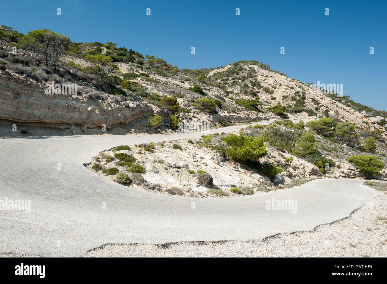 Road to Fourni beach, Rhodes, South Aegean, Greece, Europe Stock Photo ...