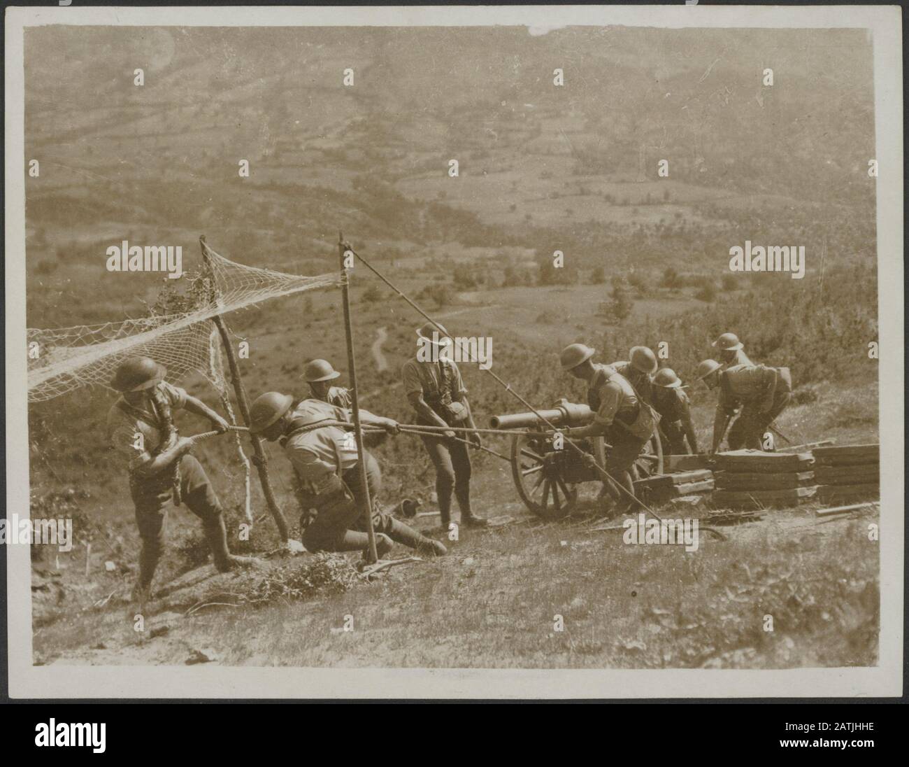 On the Salonica front Description: Mountain battery going into position ...