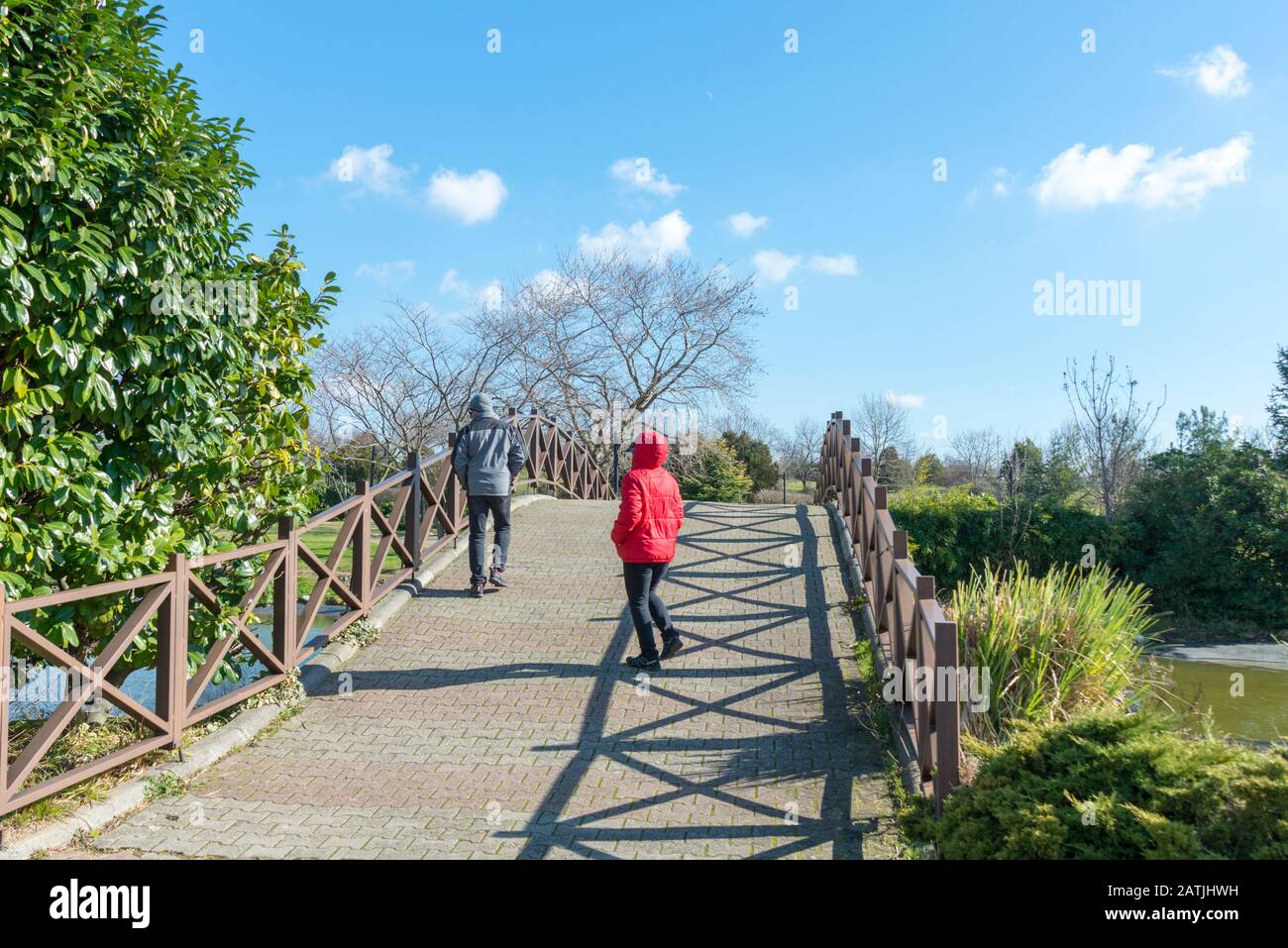 Bridge in city park with beautiful scenery Stock Photo - Alamy