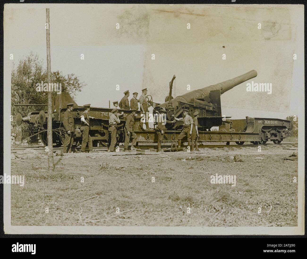 The Western Front Description: One of our big guns mounted on a railway ...