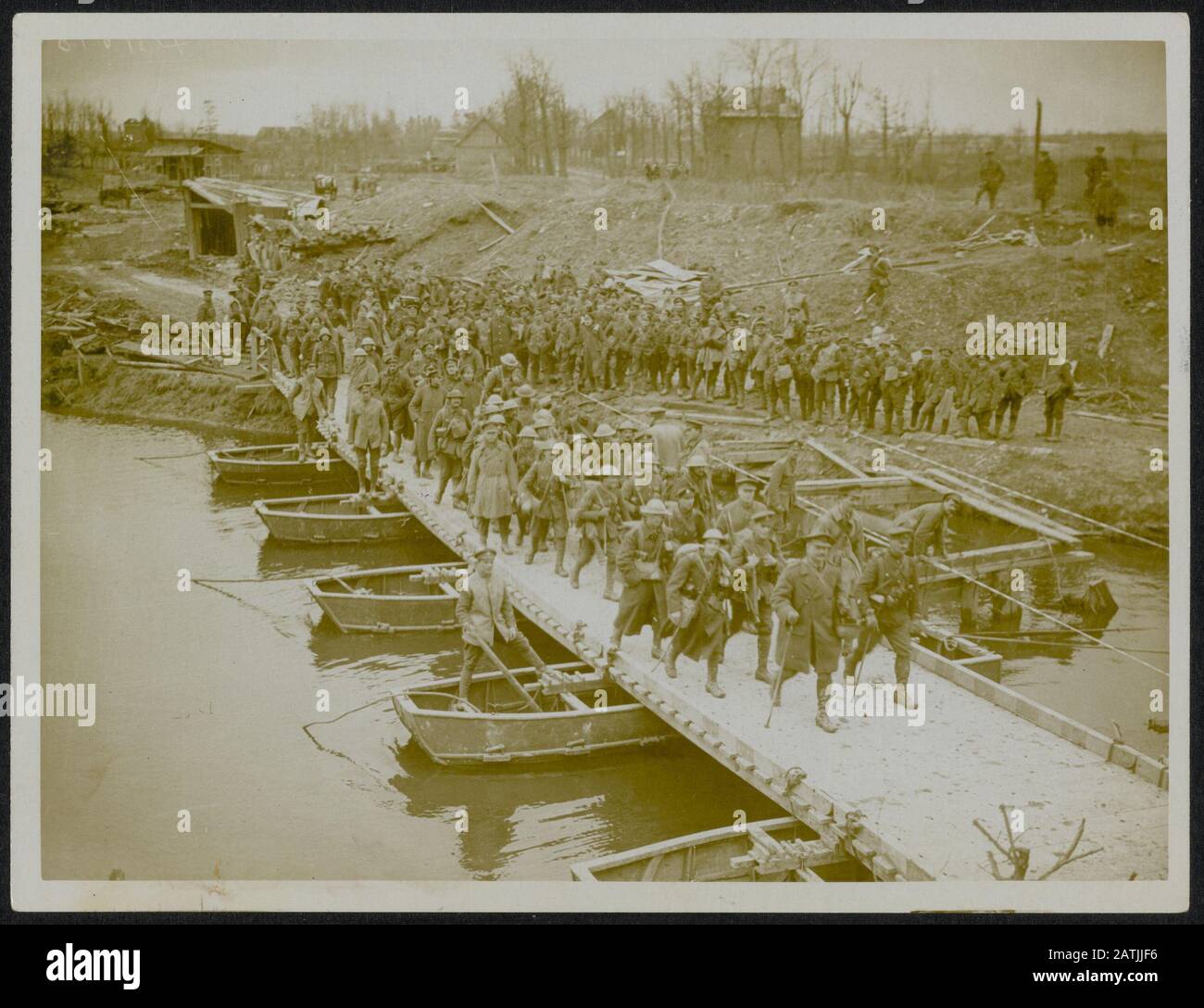 The Western Front Description: Our boys crossing a pontoon bridge on ...
