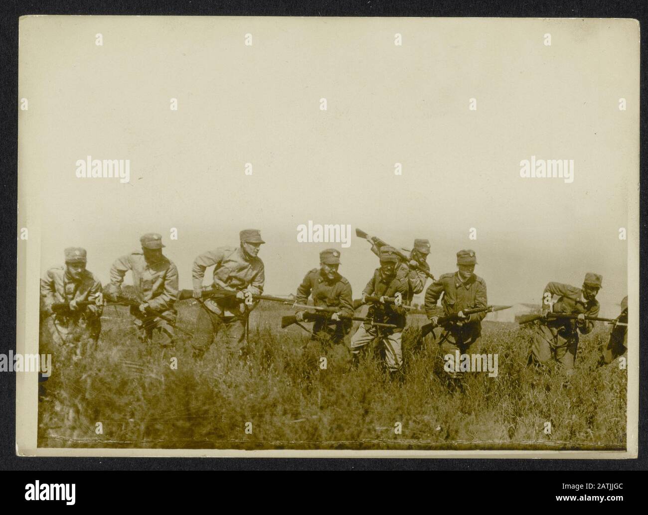 Description: [Austrian] Infantrymen practicing bayonet attack Date ...