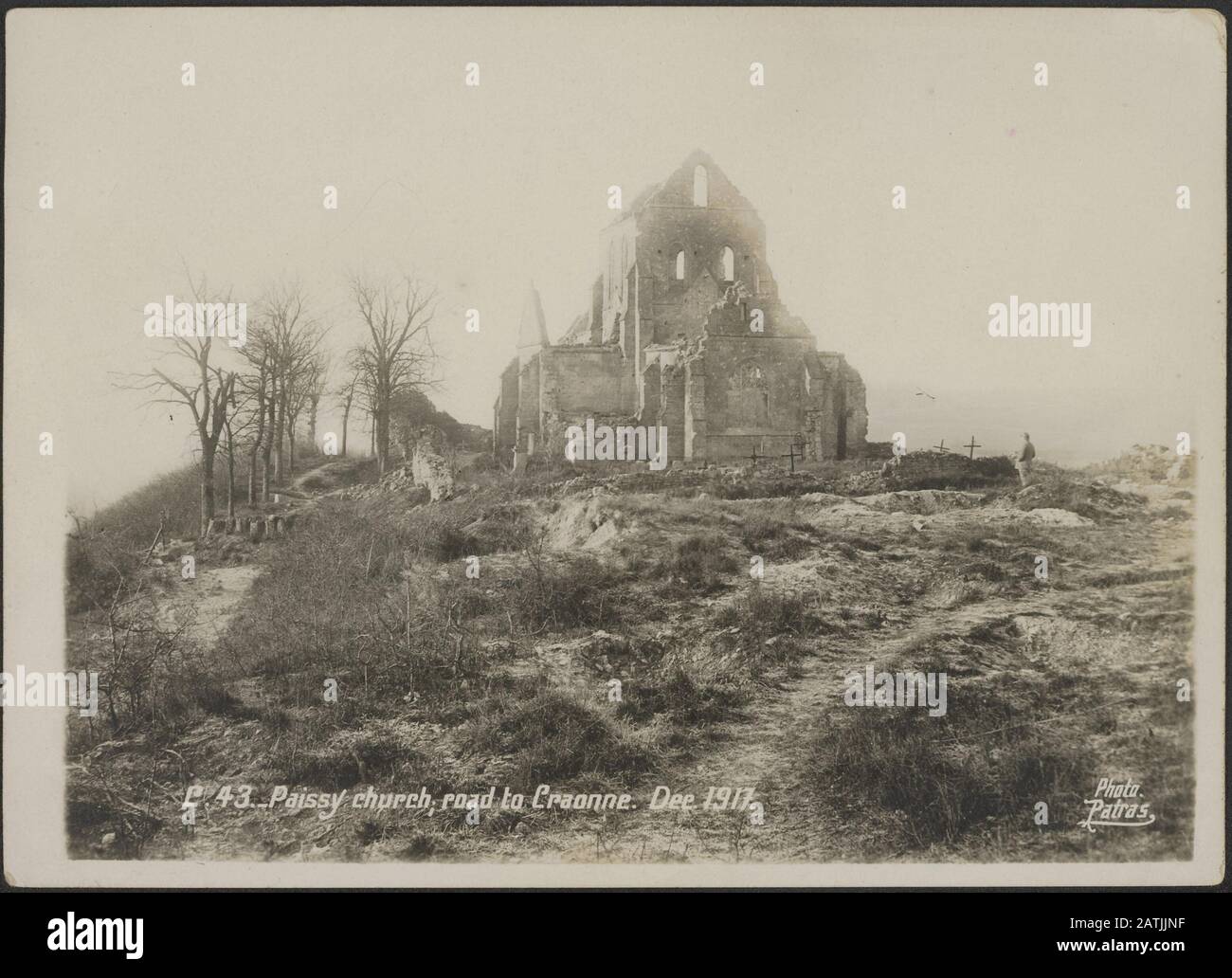 Description: Paissy Church, road to Craonne. December 1917 Annotation ...