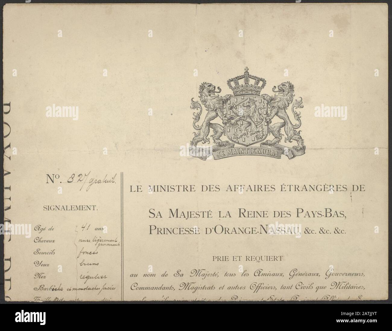 Travel documents WWI Dr. H.C.. Redeke, Director of the National ...