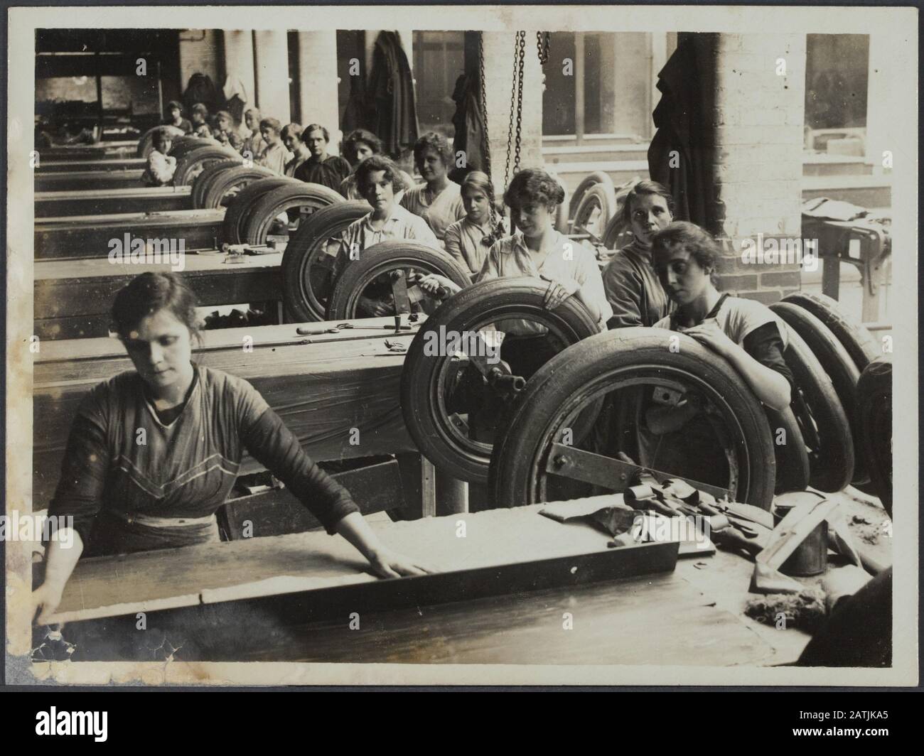 Womens Work Description: Rubber factory in Lancashire. British women ...