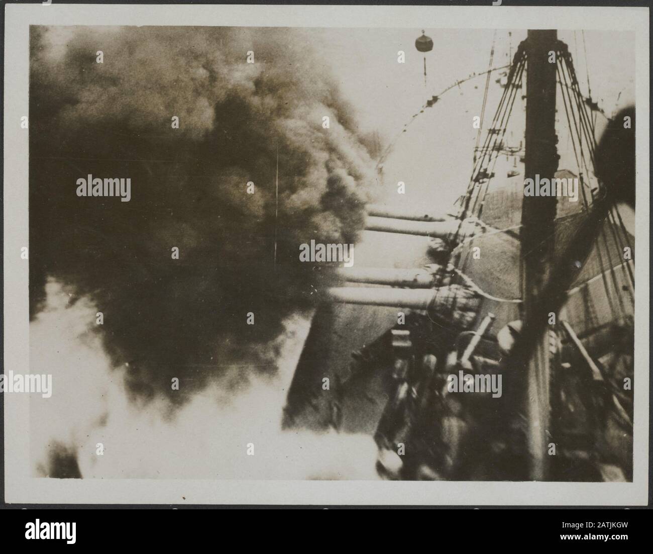 Official naval photographs Description: Royal Sovereign firing her ...