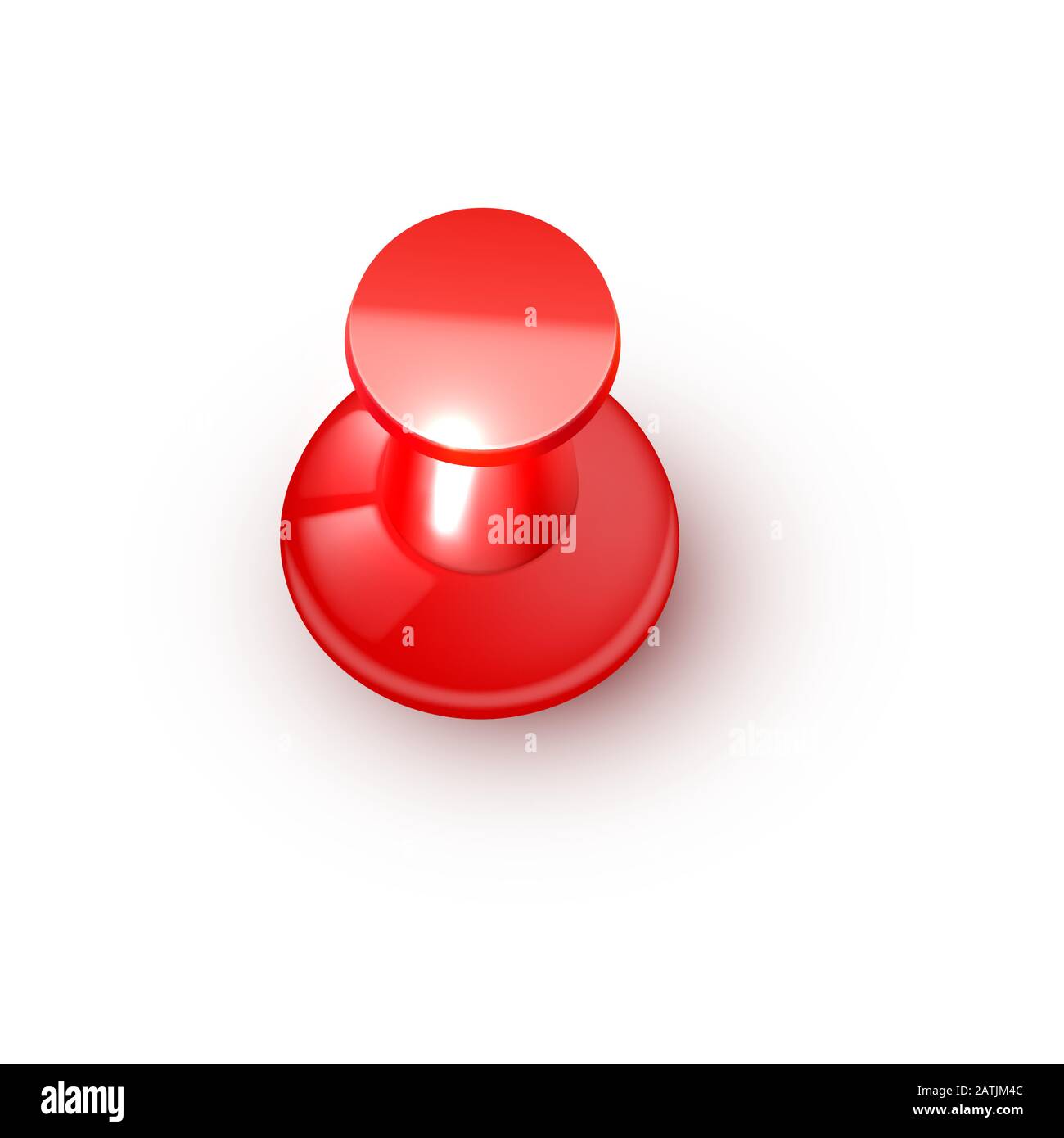 Realistic vector plastic glossy red push pin 3D vector icon on white ... Realistic vector plastic glossy red push pin 3D vector icon on white ...
