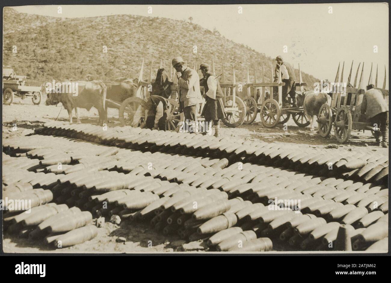 The Salonica front Description: Shells for Serbian guns Carried up a ...