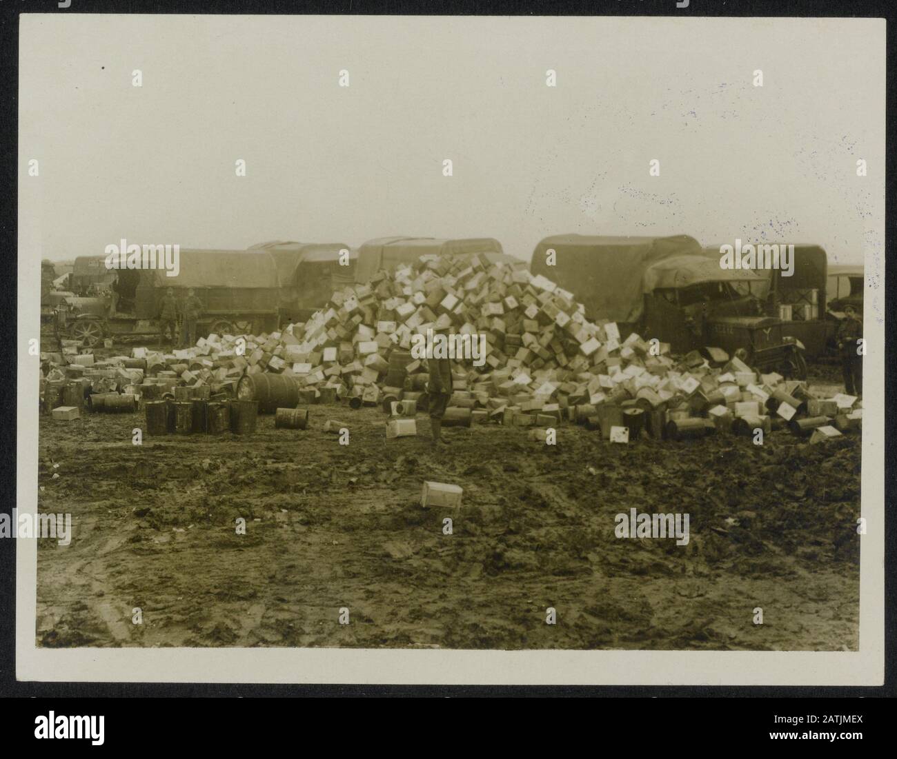 The front in France Description: Scene with an ammunition lorry column ...